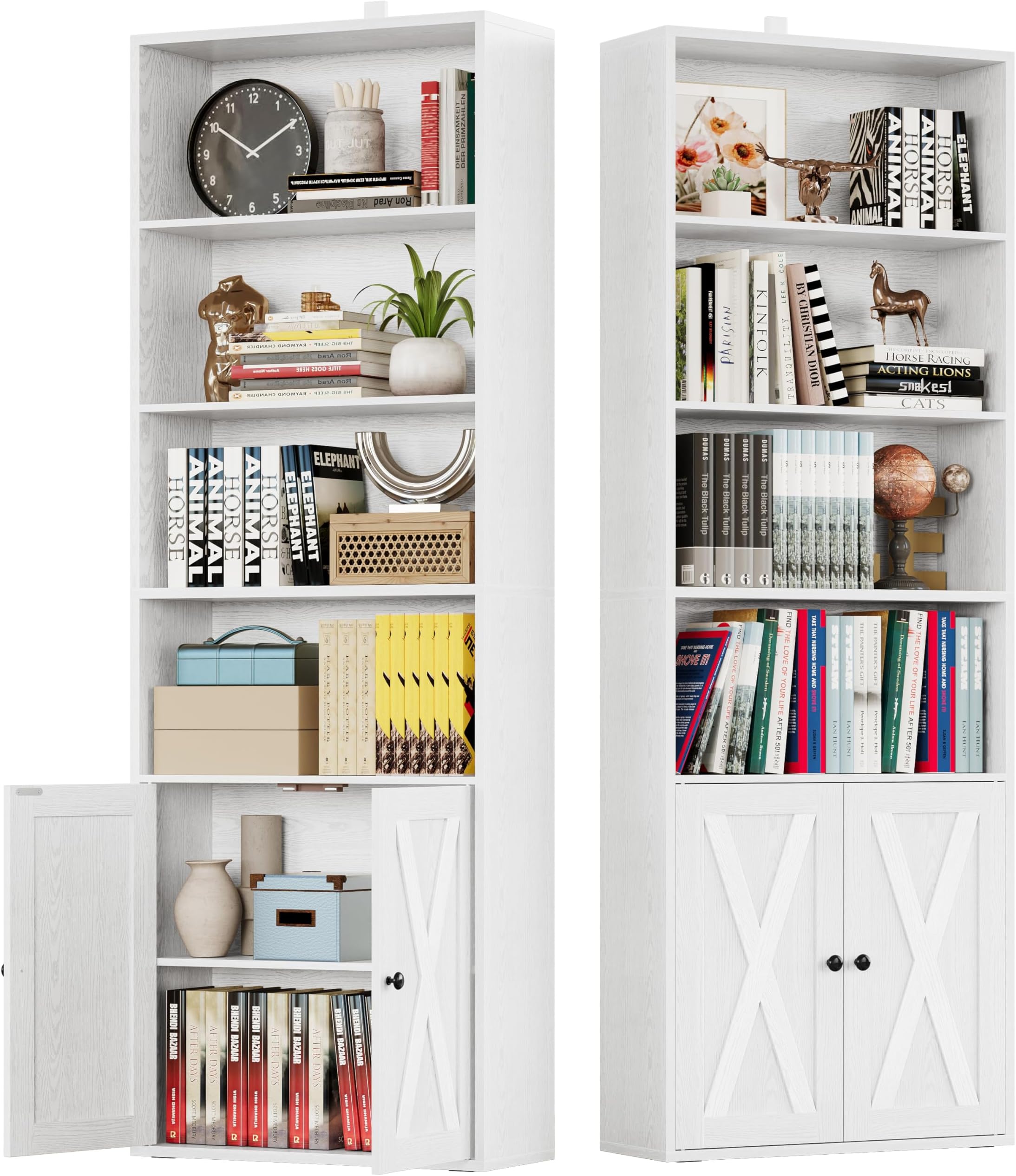 Amazon.com: IRONCK Industrial Bookshelves and Bookcases with Doors Set ...