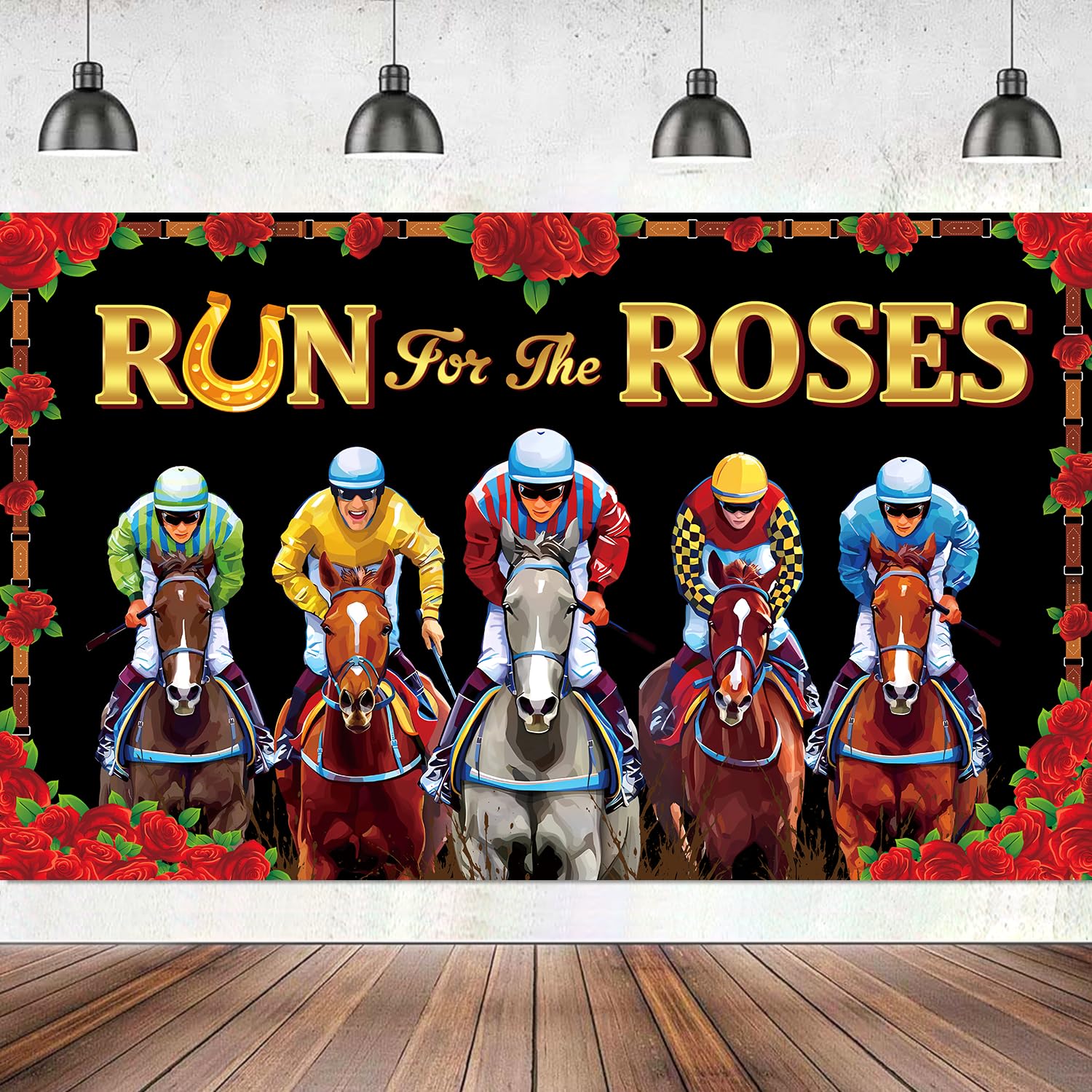 Amazon.com: Large 71" X 43" Derby Decorations Banner, Run for The Roses ...
