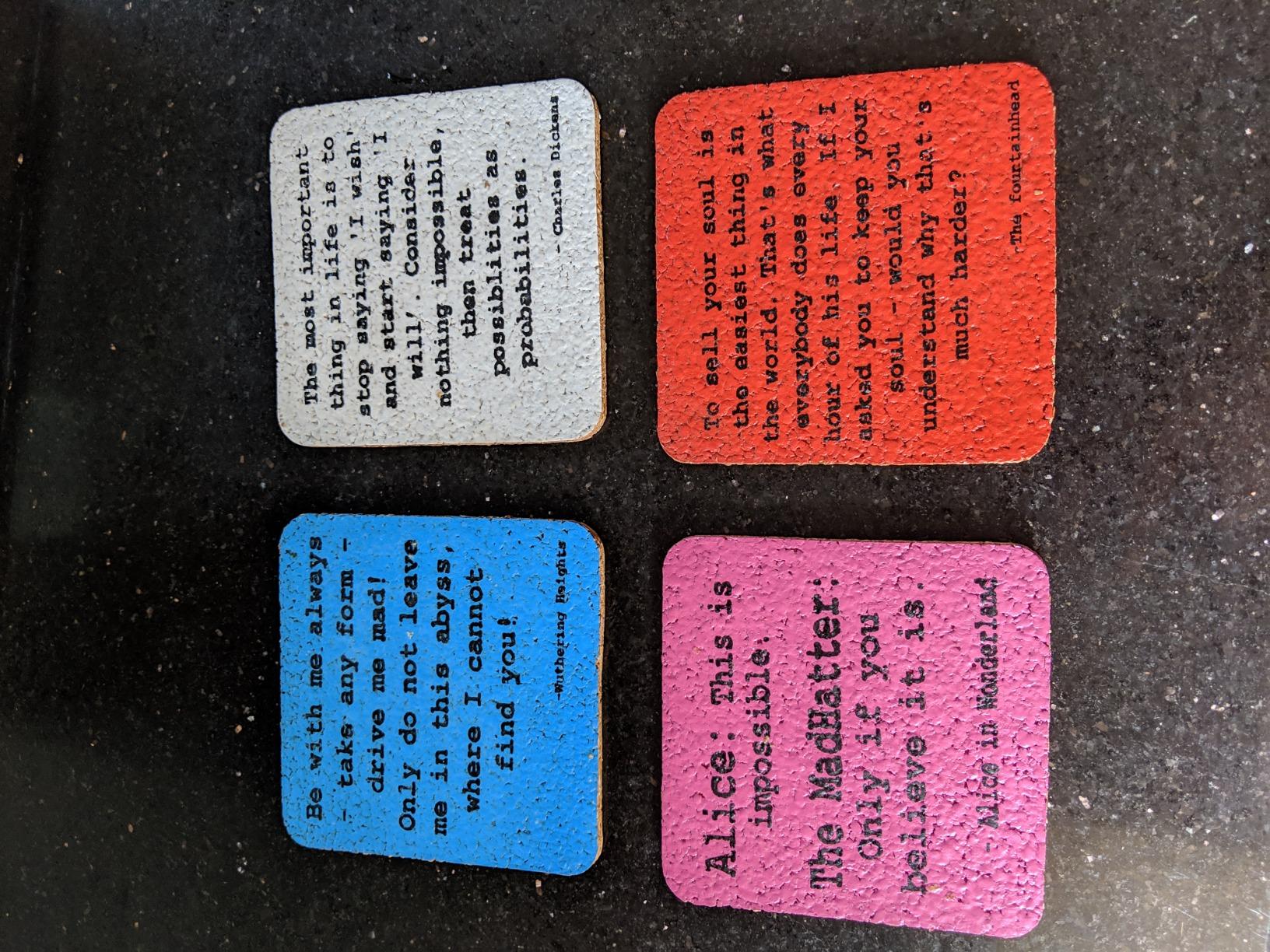 Kavi The Poetry-Art Project Square Cork Coasters, Set of 4, Thick (4mm ...