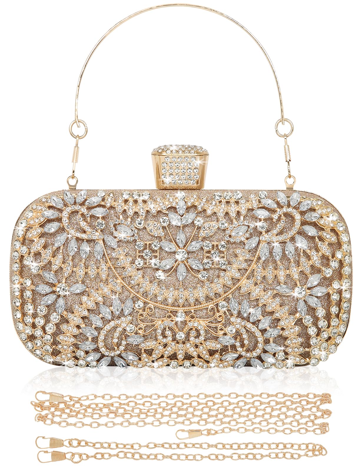 Covelin Women's Rhinestone Decorated Evening Bag, Tote Shoulder ...