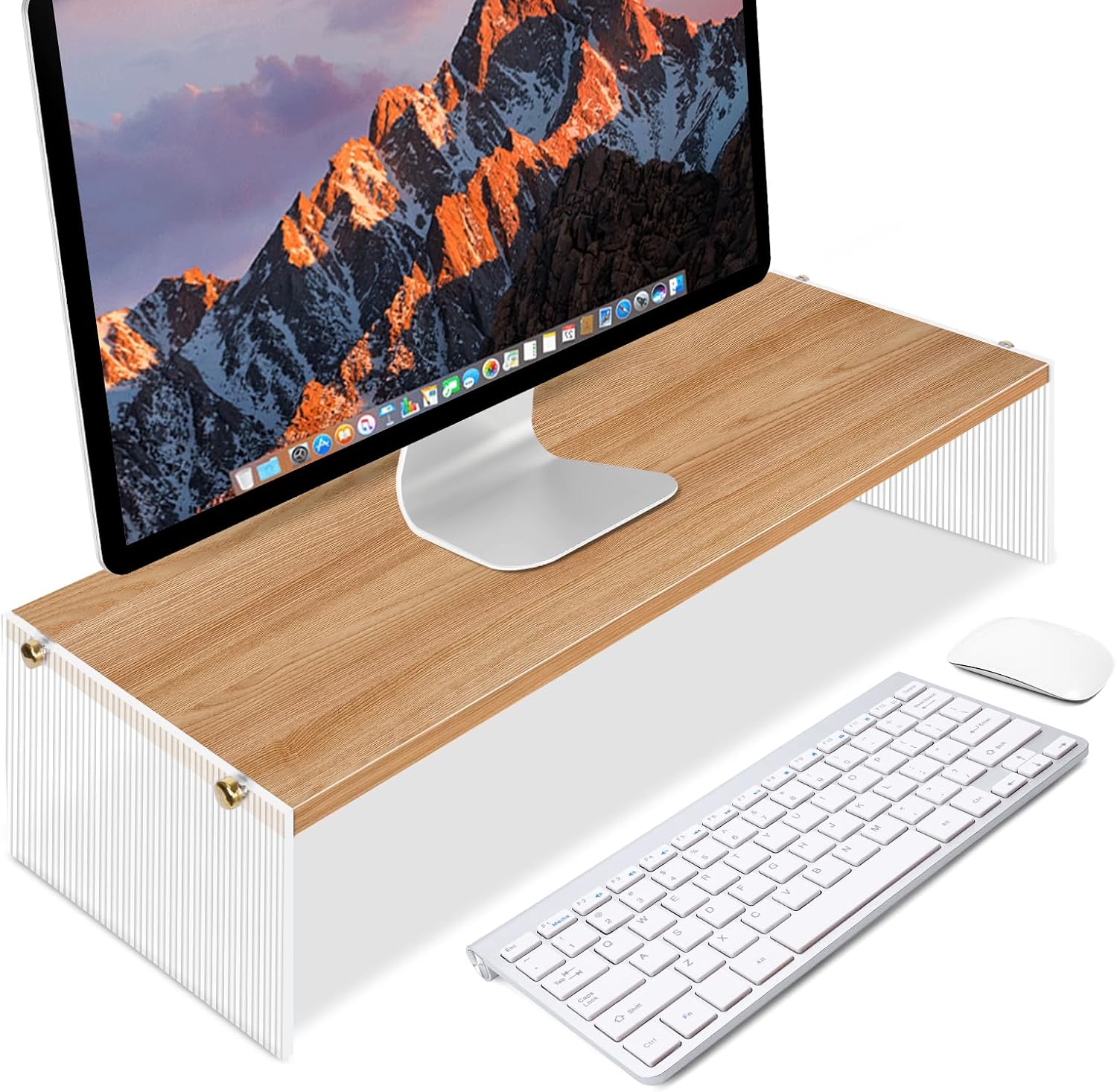 Amazon.com: YGYQZ Wooden Monitor Stand for Desk, Wooden Monitor Riser ...