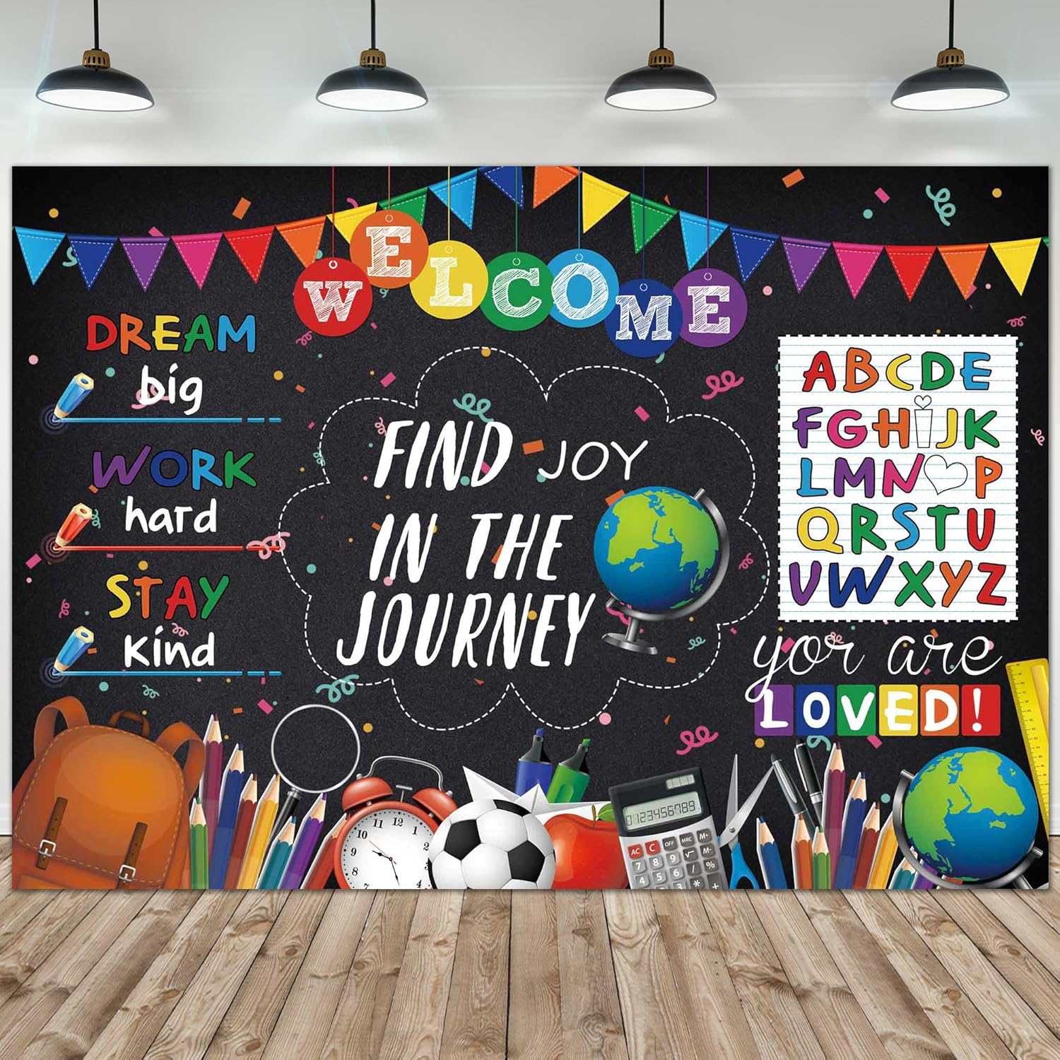 Amazon.com : Felortte 7x5FT Polyester Fabric Back to School Backdrop ...