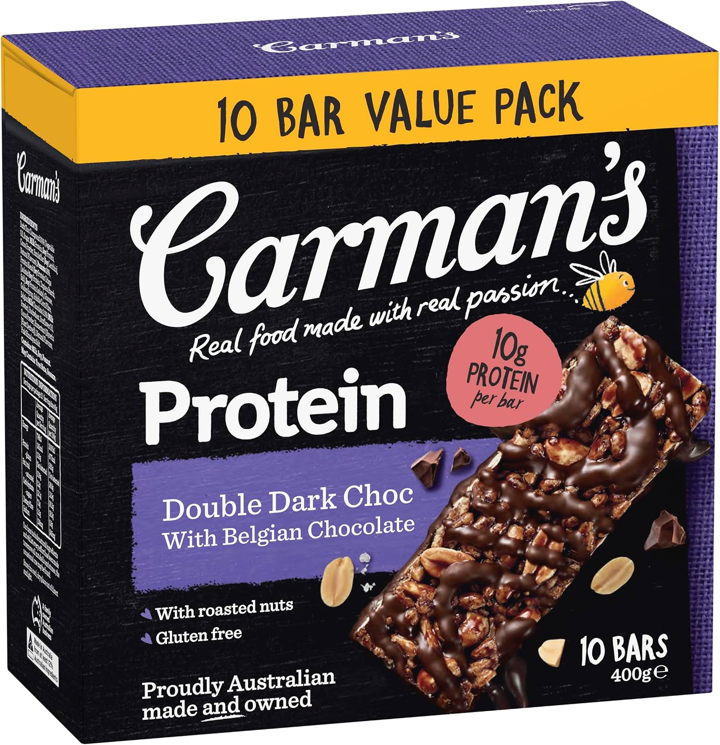 Carman's Double Dark Choc Protein Bar Value Pack 10x40g : Amazon.com.au ...