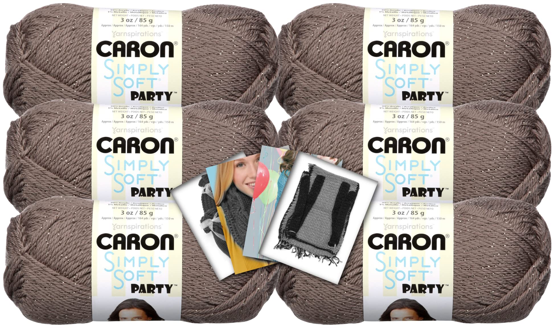 Buy Caron Simply Soft Party Yarn - 6 Pack with Pattern Cards in Color ...