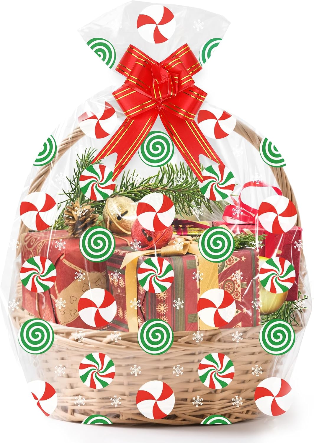 Amazon.com: 15 Sets Large Christmas Cellophane Bags(20x28 Inch) with ...