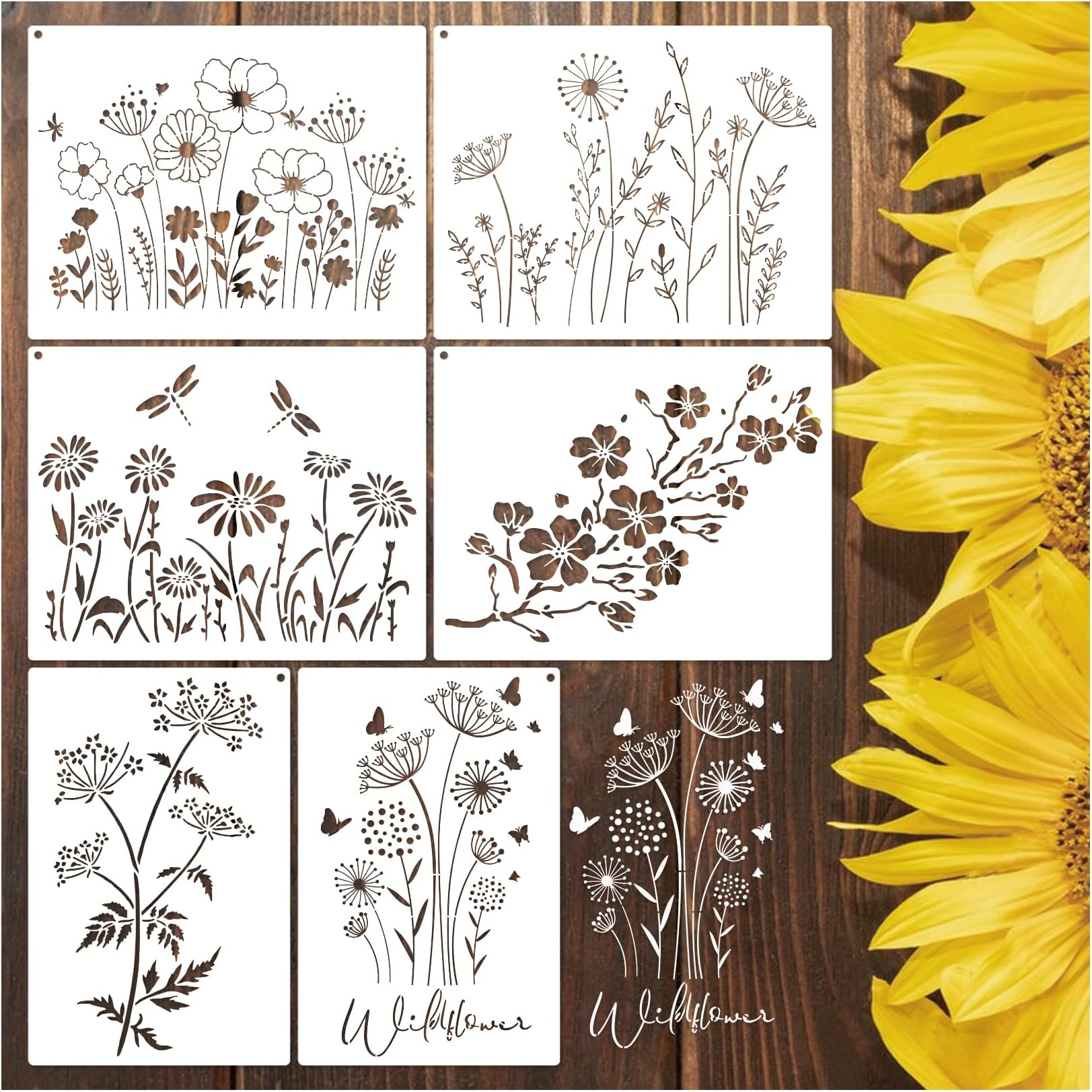 Amazon.com: Dayker 15PCS Flower Stencils, Wildflower Leaf Painting ...
