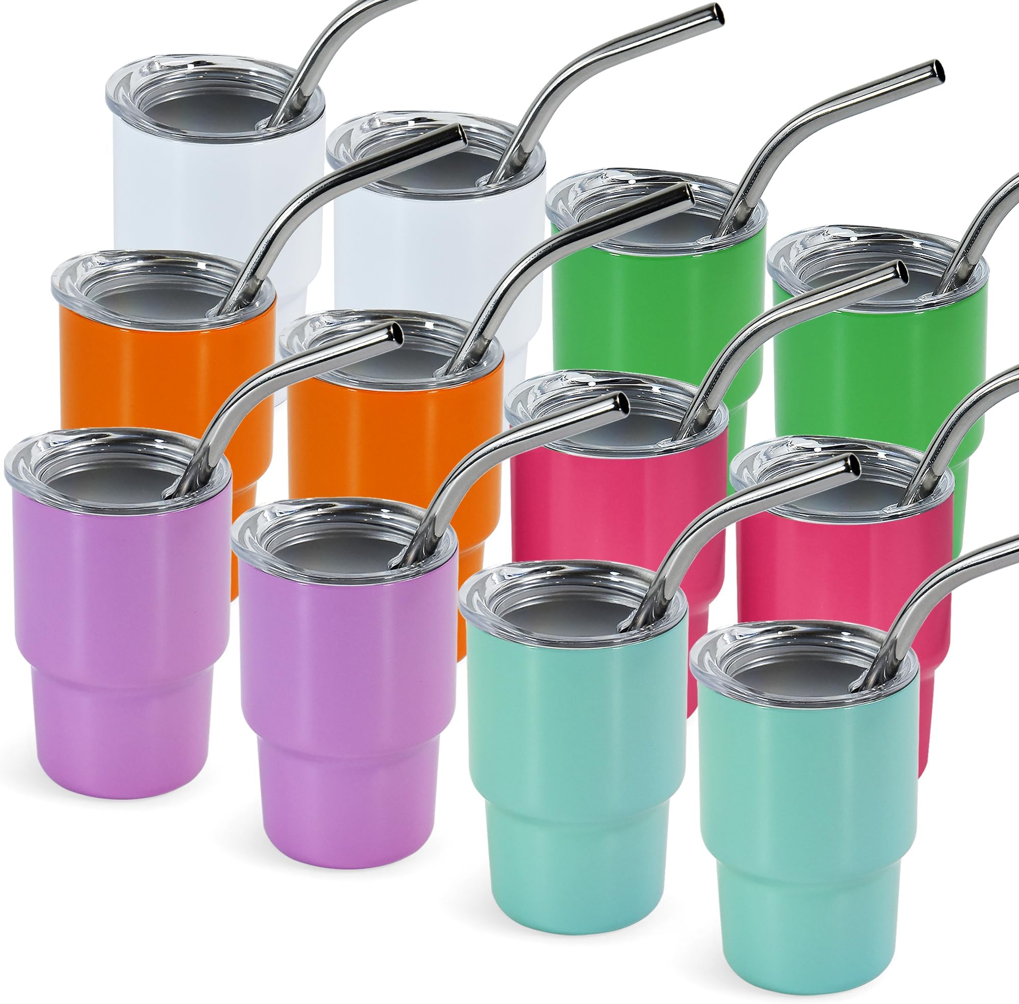 CUPITUP - Mini vaso de chupito de 3 onzas con pajita y tapa, juego de 6 ...