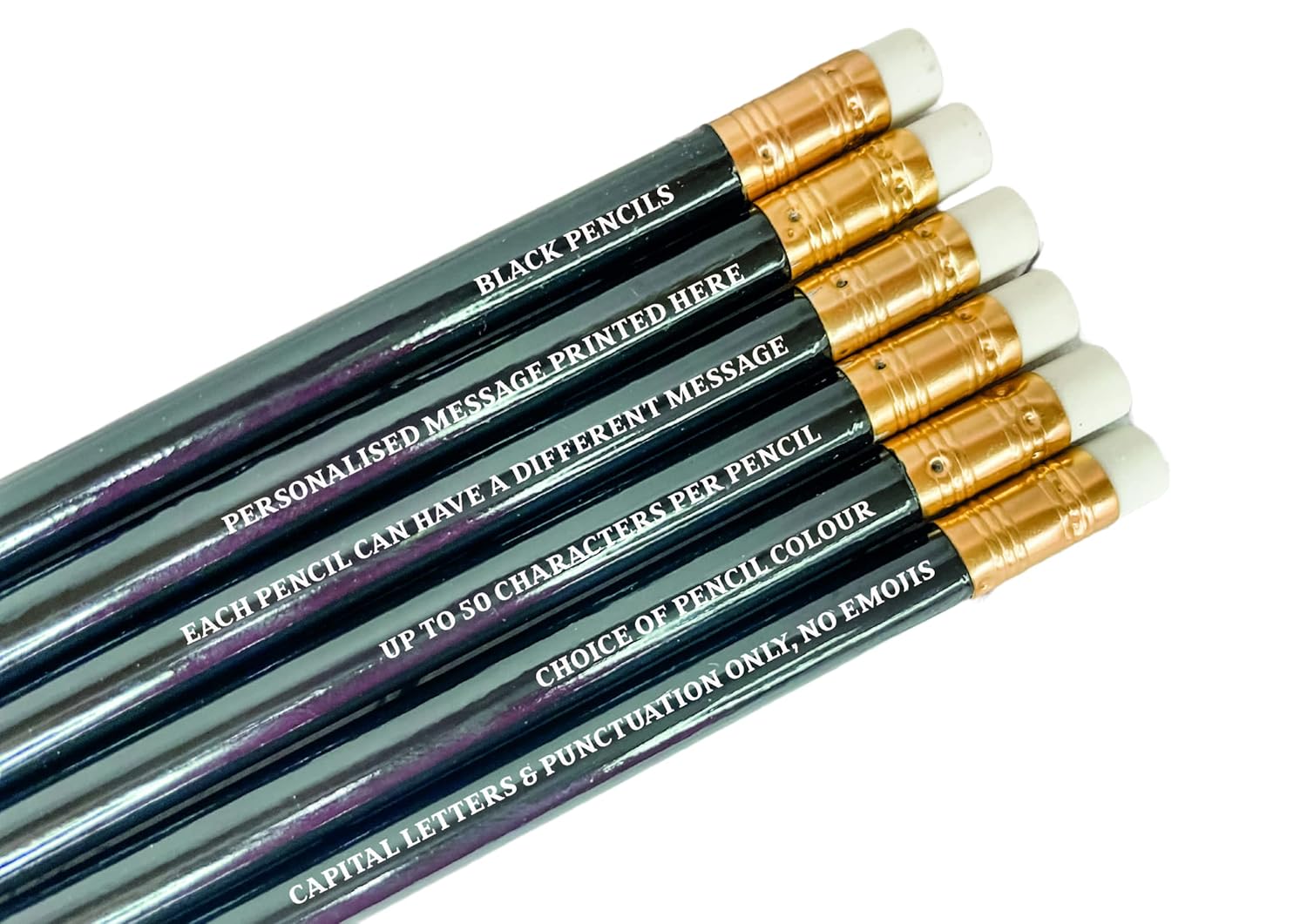 Personalised Pencils - Choice of Colours and Quantities (Black, 6 ...