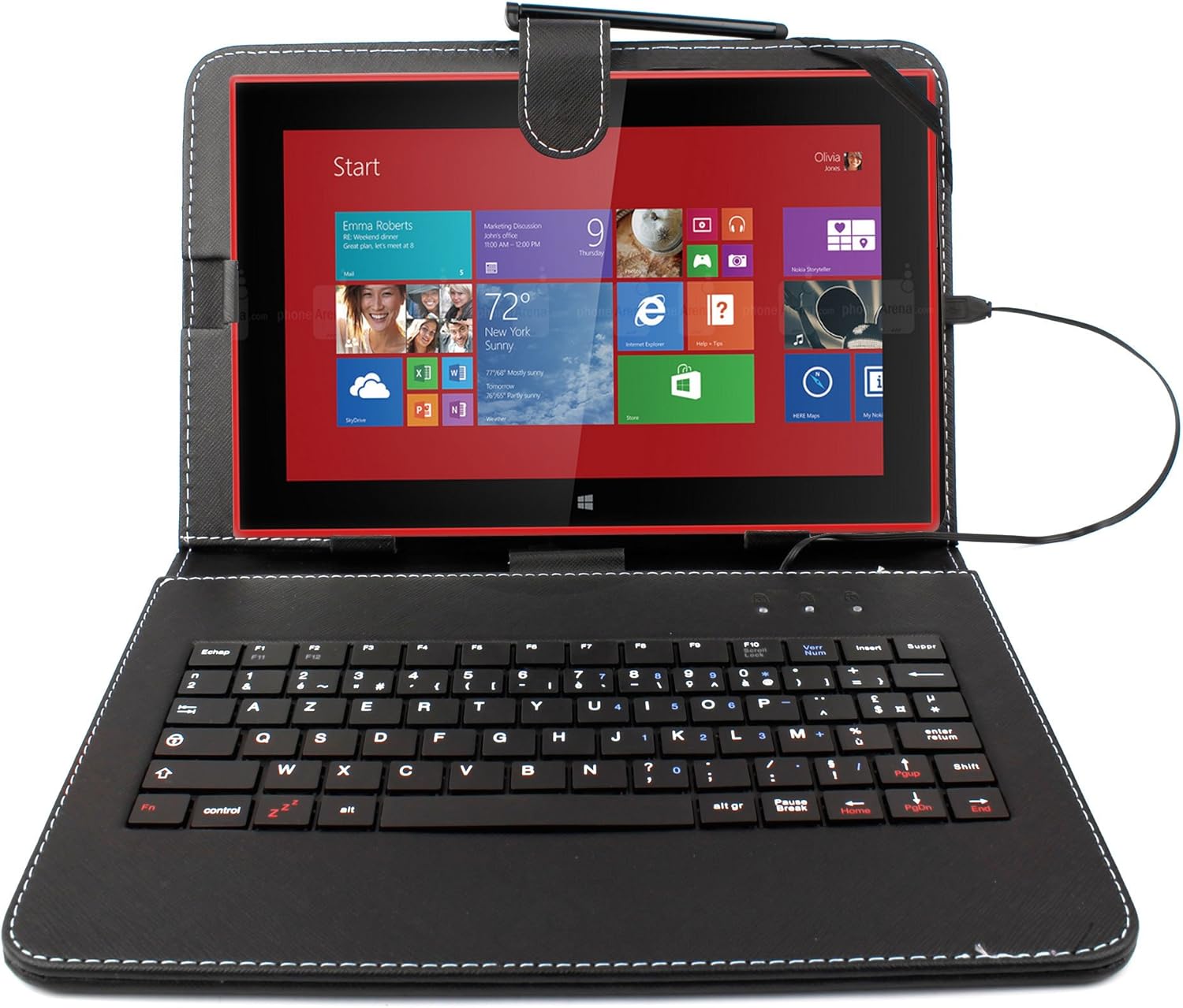 DURAGADGET Etui Aspect Cuir Noir + Clavier intégré AZERTY (français ...