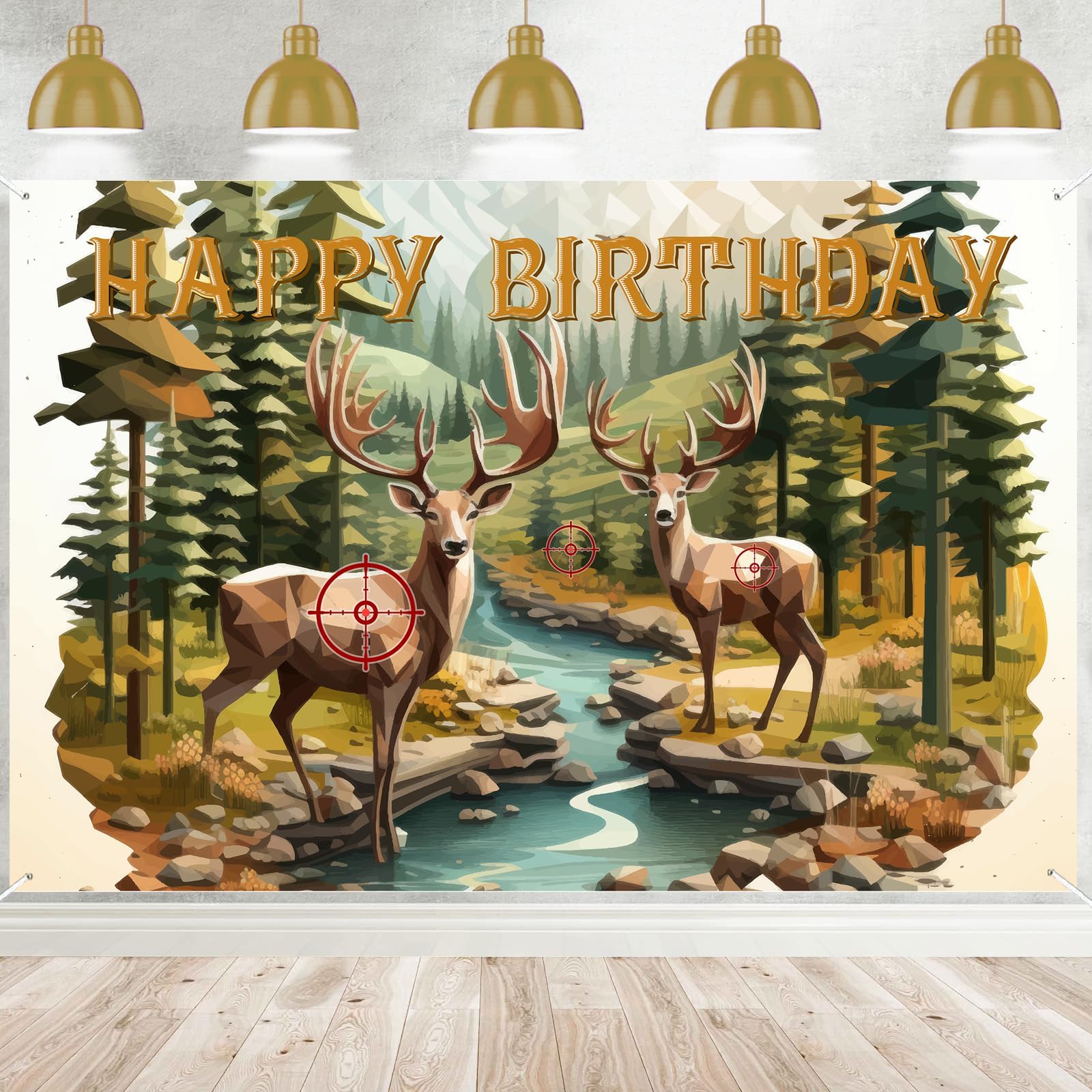 Amazon.com: Gone Hunting Banner Happy Birthday Backdrop Deer Hunting ...