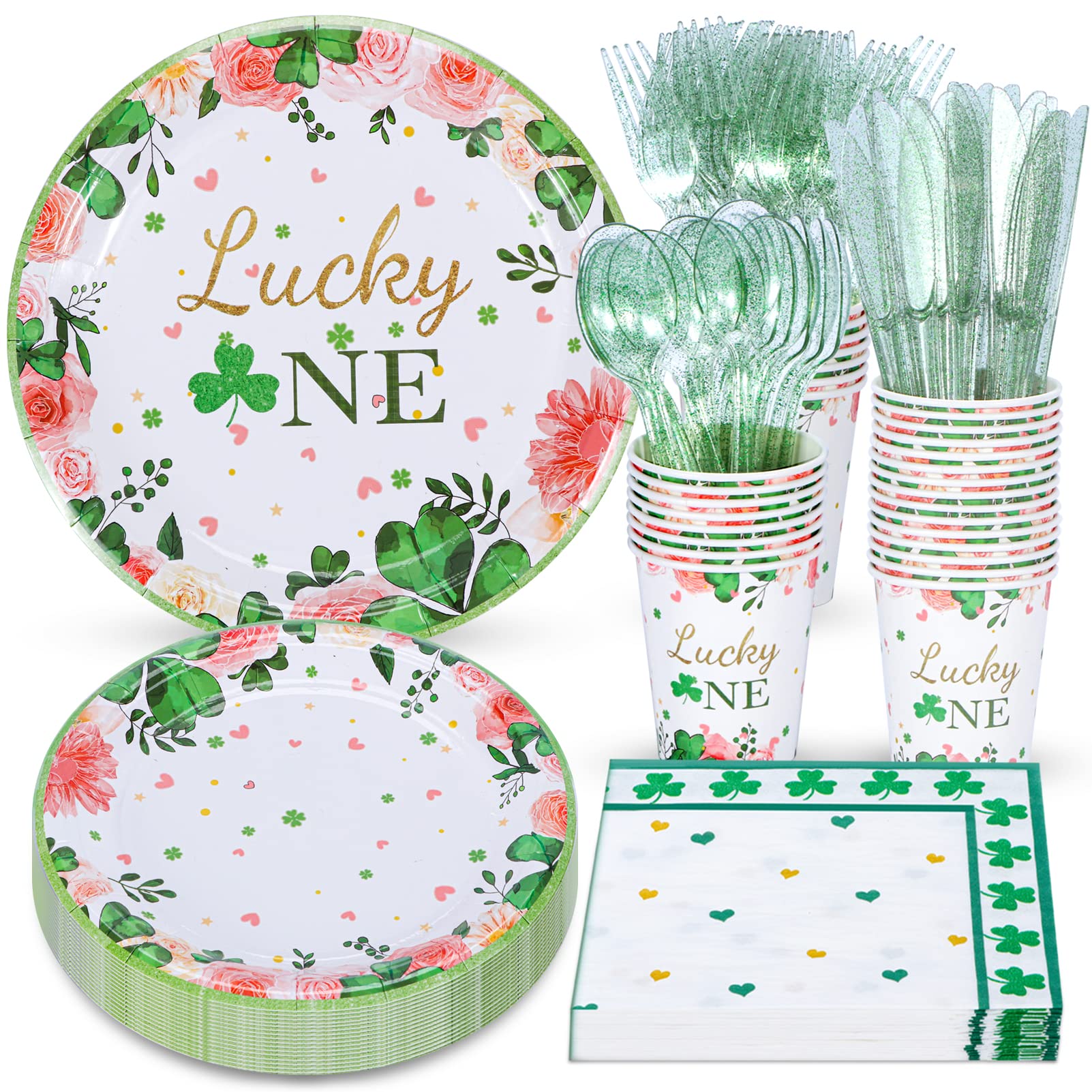 Atonofun Floral Lucky One Birthday Party Supplies, St. Patrick's Day ...