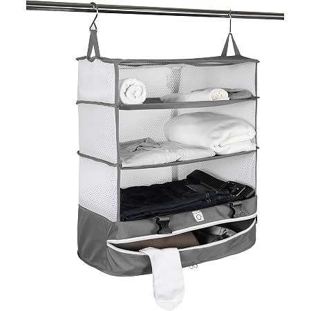 Navaris Hanging Travel Organiser Shelves - Portable Suitcase Packing ...