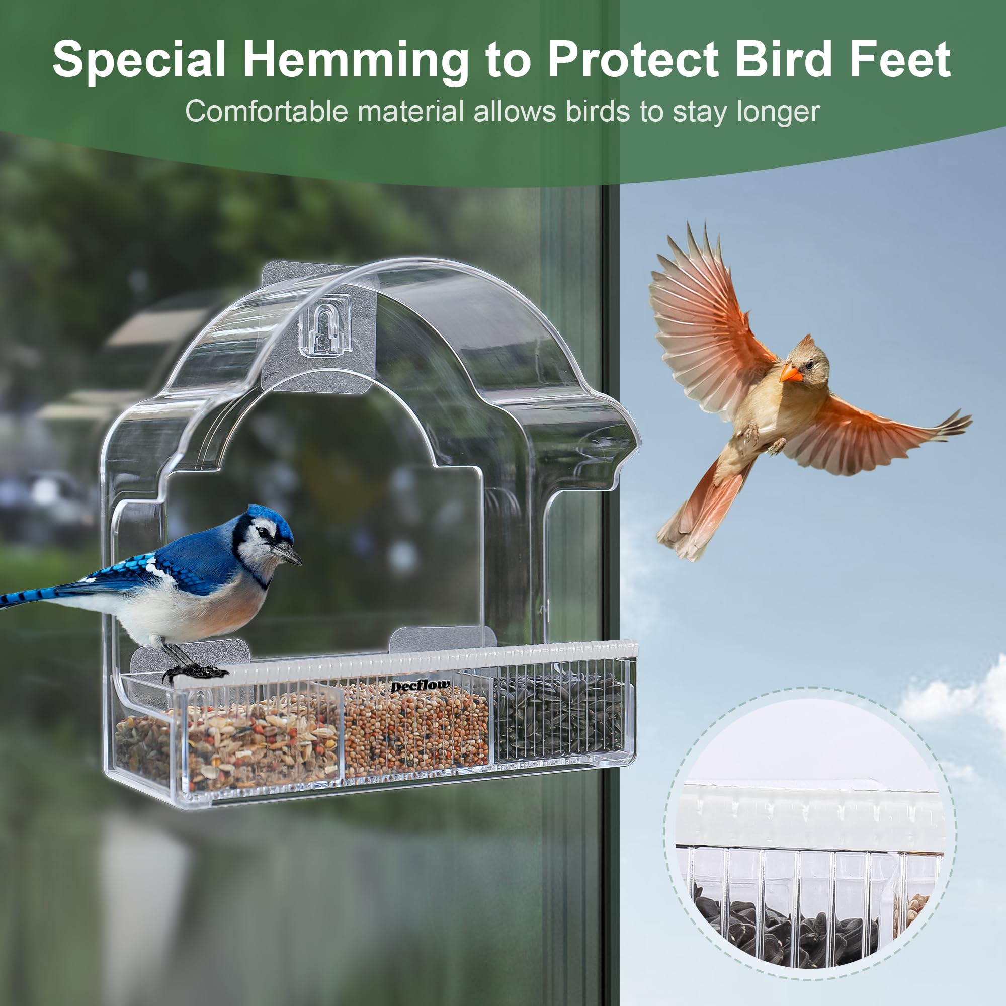 Snapklik.com : Clear Acrylic Bird Feeder For Window Viewing