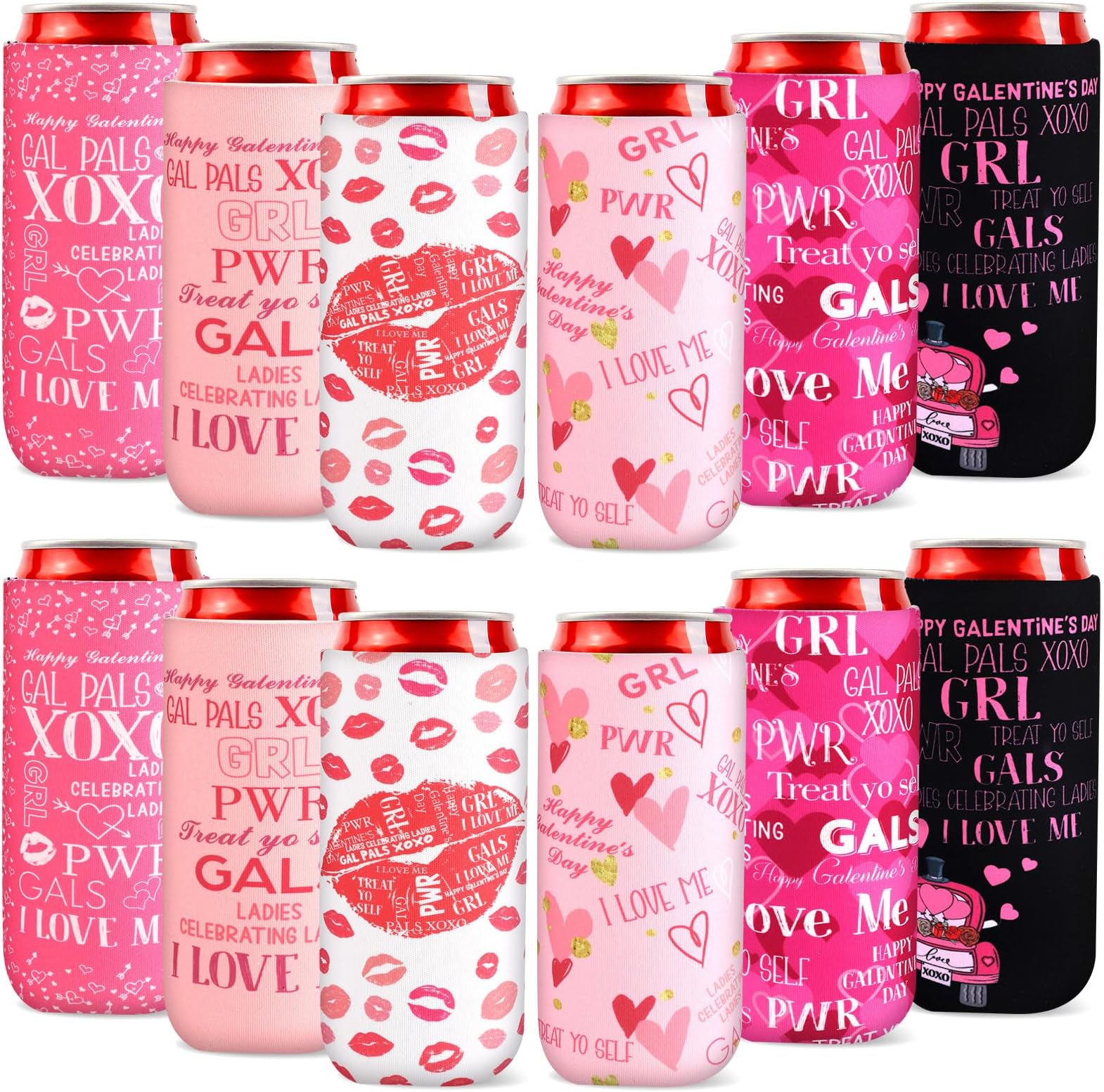 Amazon.com: Layhit 12 Pcs Happy Galentine's Day Can Sleeves Celebrating ...