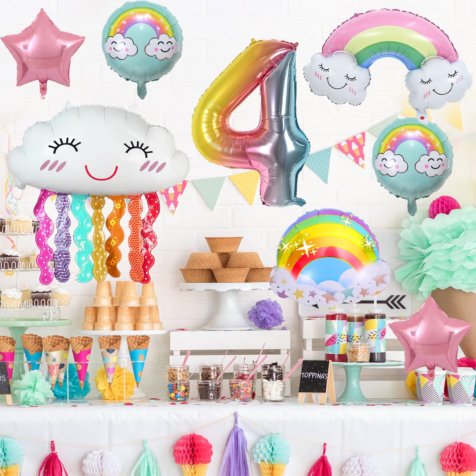 Snapklik.com : 4th Birthday Decorations Girl, 8 Pcs 4 Balloons Birthday ...