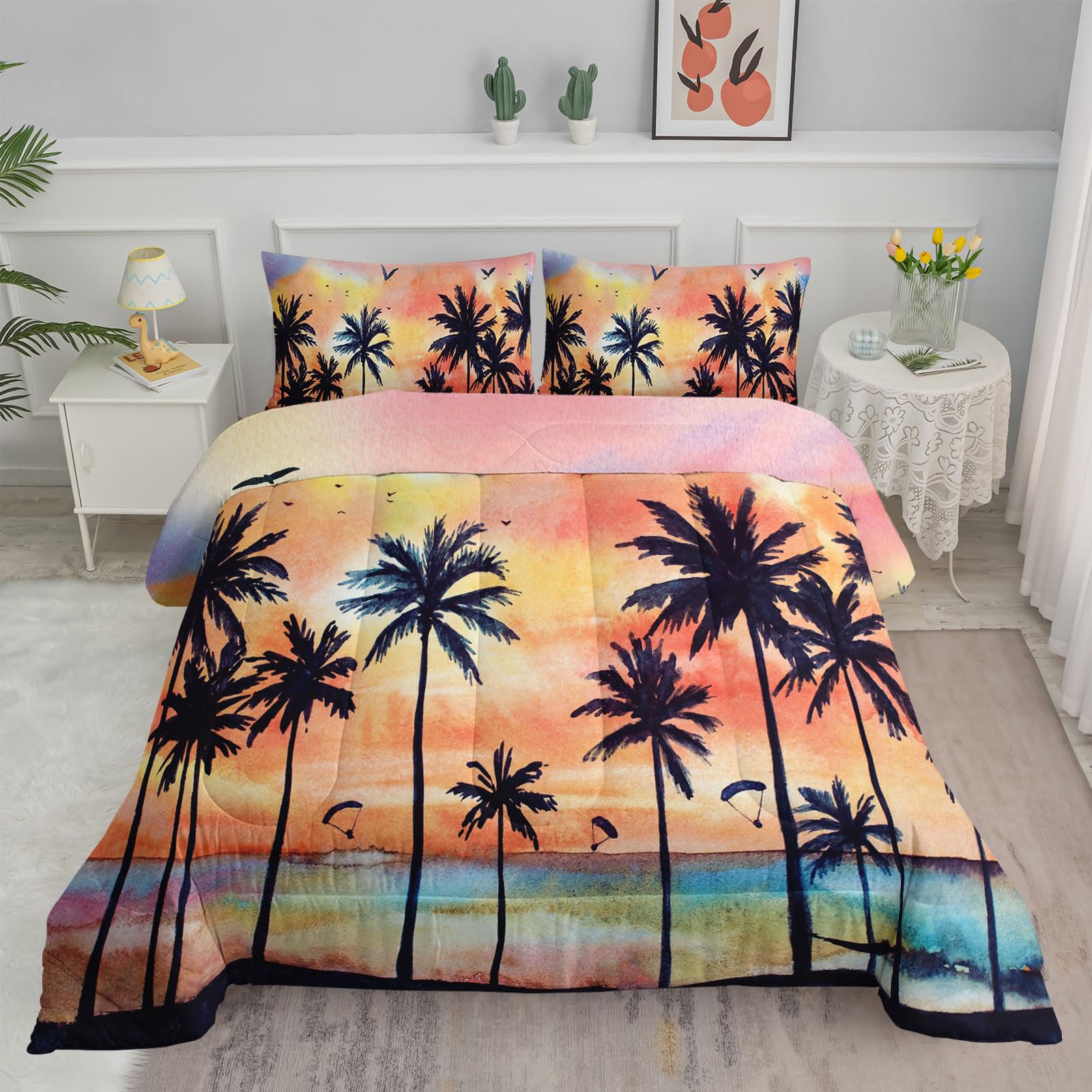 Axolotl Beach Ocean Comforter Set Full,Coastal Beach Themed Bedding Set ...