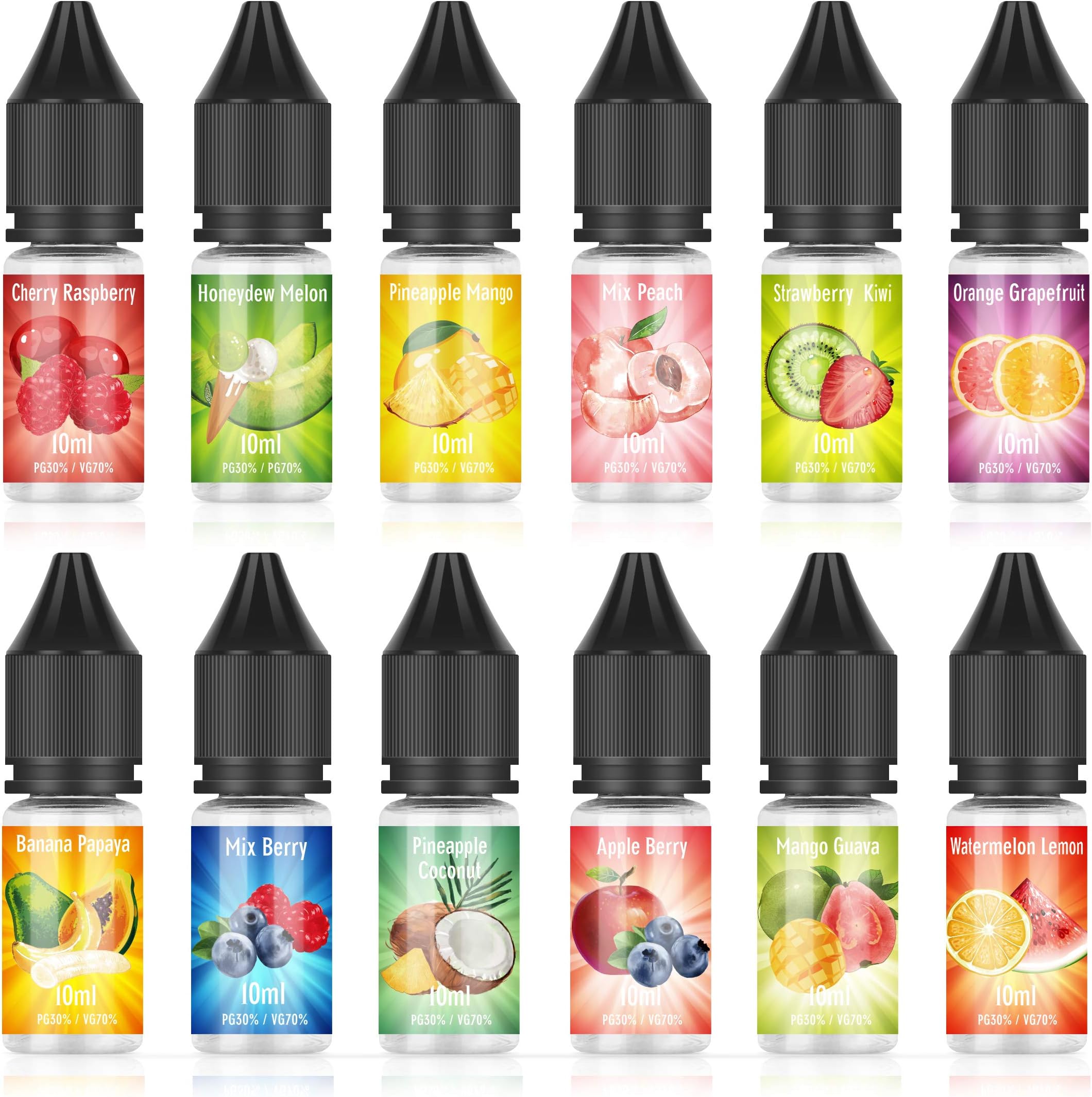 IKAR Vape Liquid No Nicotine, 12 x 10ml Multifruit Flavours Shortfill E ...