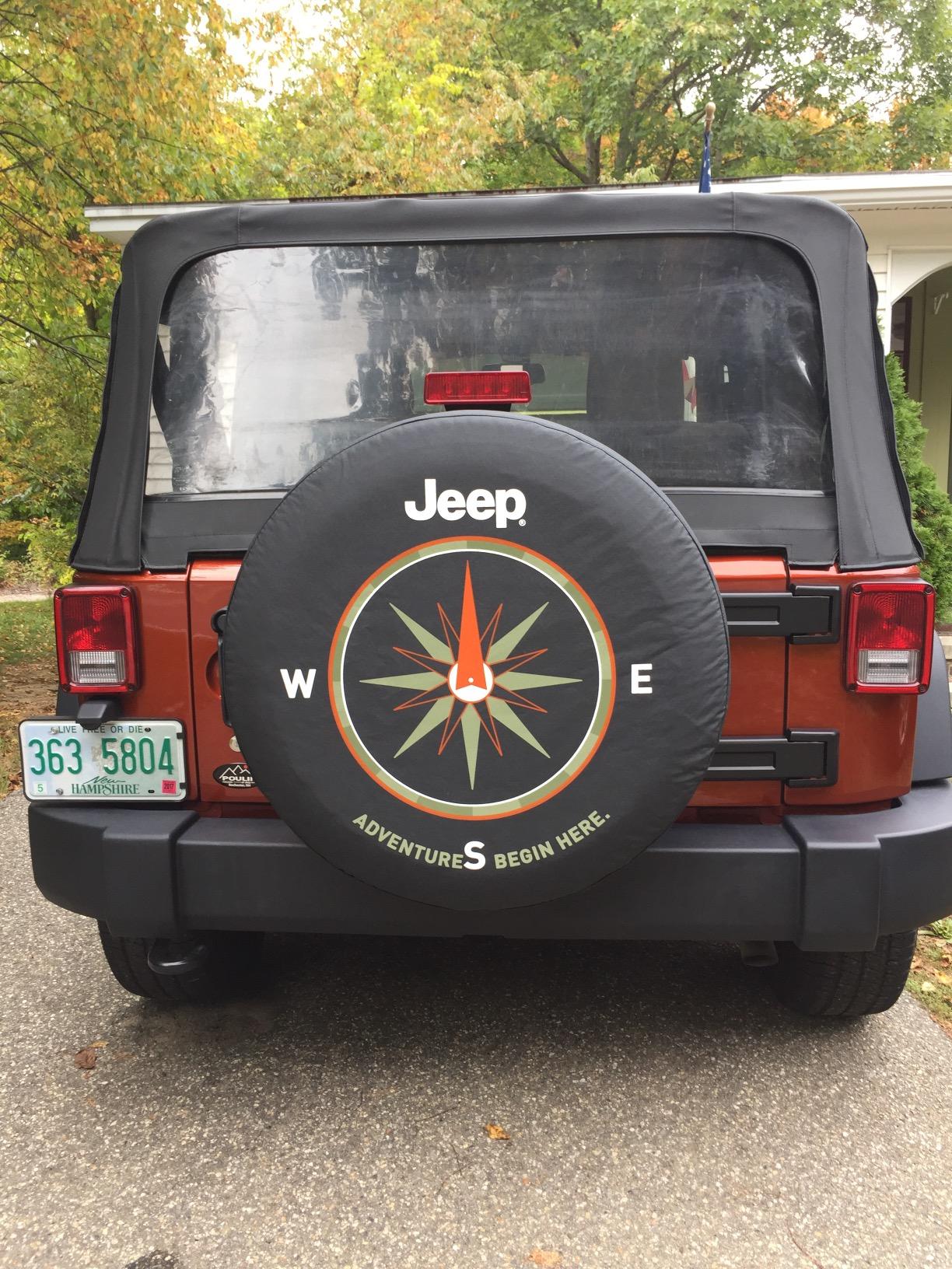 Amazon.com: Mopar Jeep Wrangler Adventures Begin HERE Spare Tire Cover ...