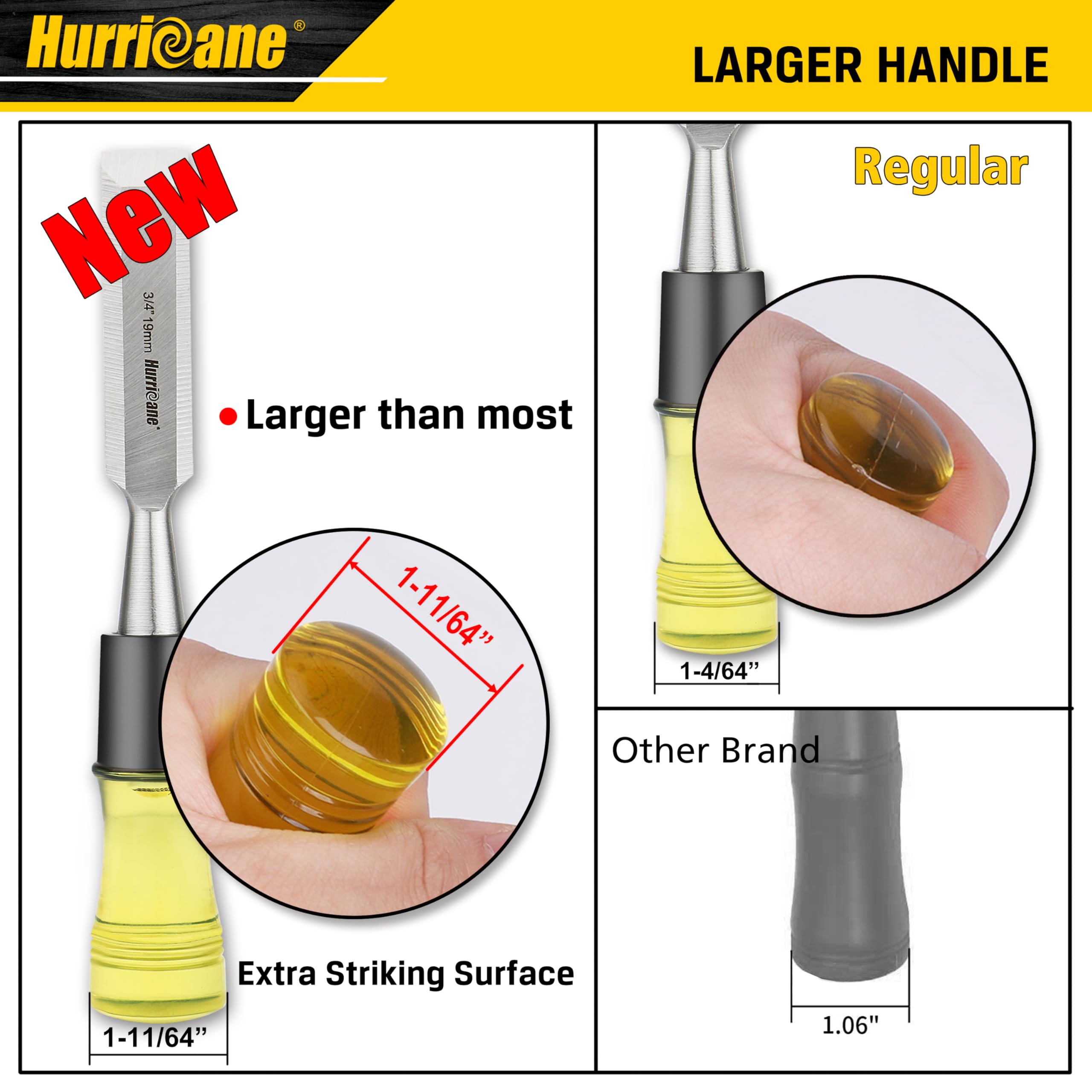 Snapklik.com : HURRICANE 4 Piece Wood Chisel Set For Woodworking. CR-V ...