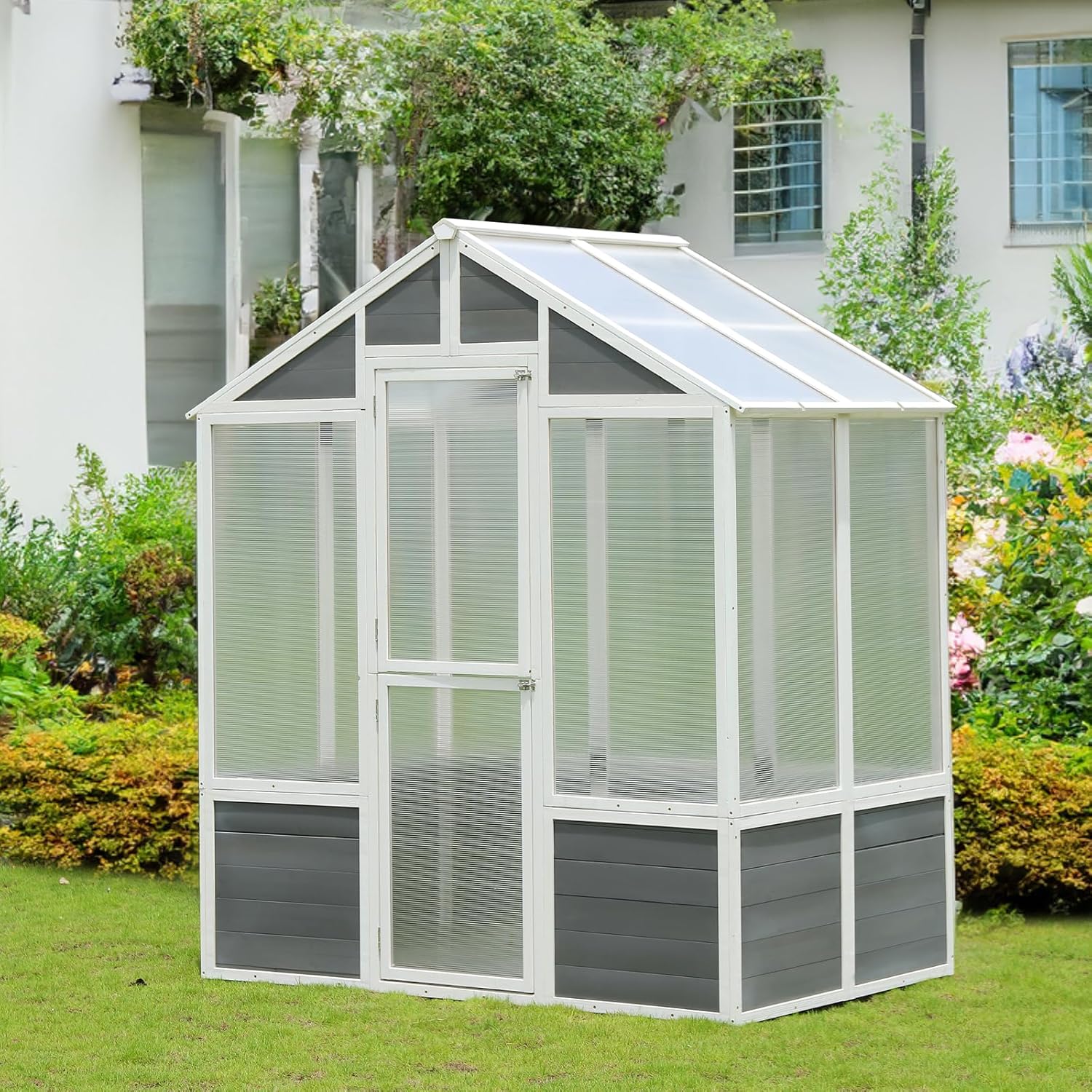 Amazon.com : JOYBASE 6x4 Ft Wooden Walk-in Greenhouse, Outdoor Greenhouse Kit Polycarbonate ...