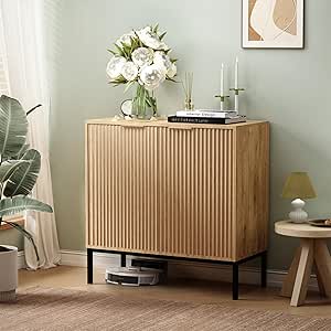 Amazon.com - DAWNYIELD Wooden Fluted Cabinet, Freestanding Multi ...