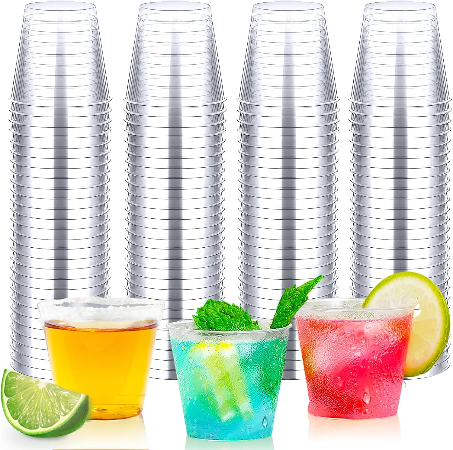 Amazon.com: Shot Glasses,100Counts 1OZ. Plastic Shot Glasses, Clear ...