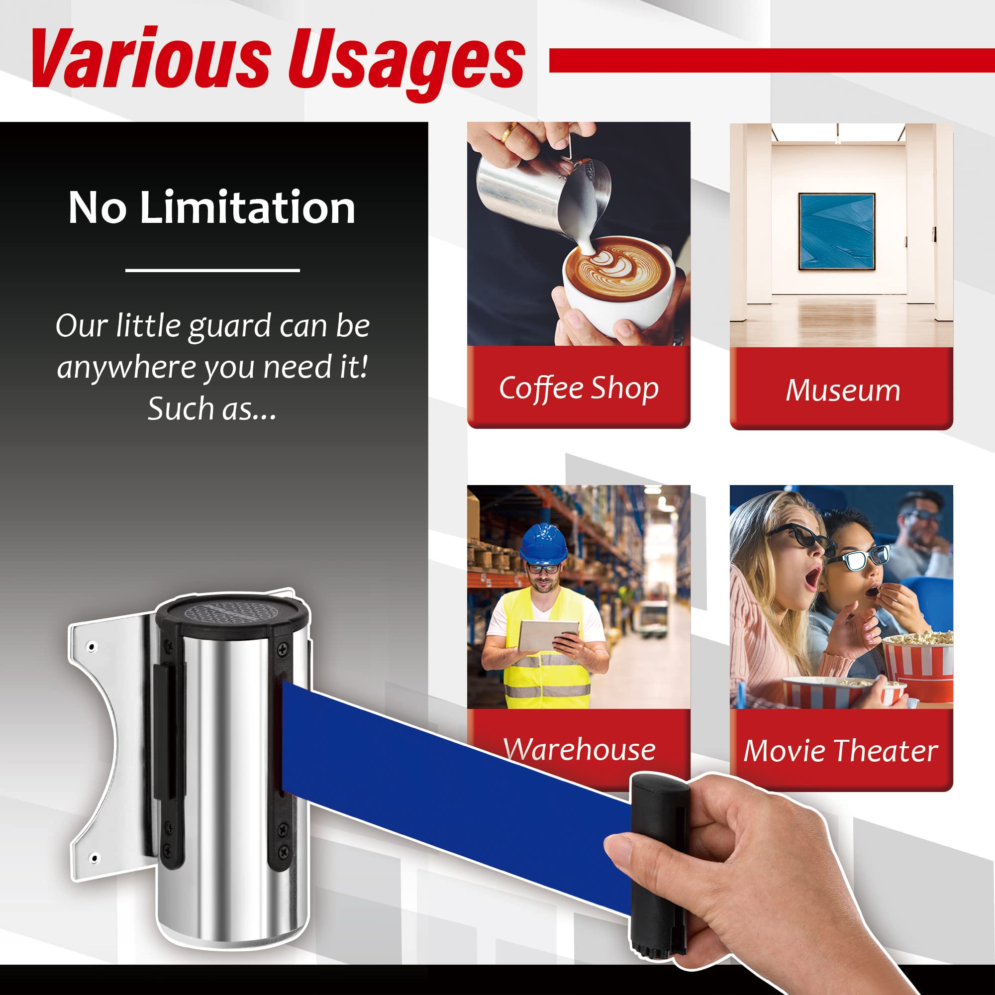 Snapklik.com : DuraSteel Wall Mount Crowd Control Retractable Belt ...