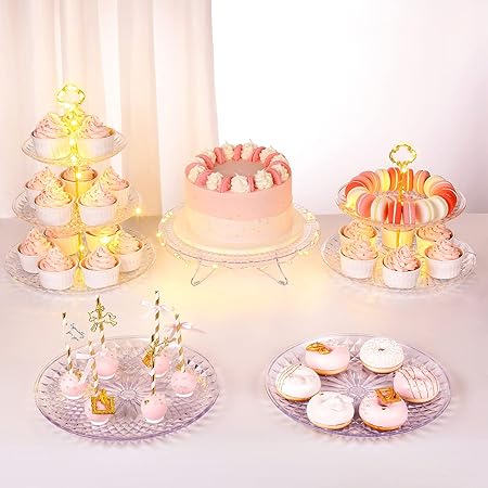Amazon.com: NWK 12inch Lighted Clear Cake Stand Plate Holder with ...