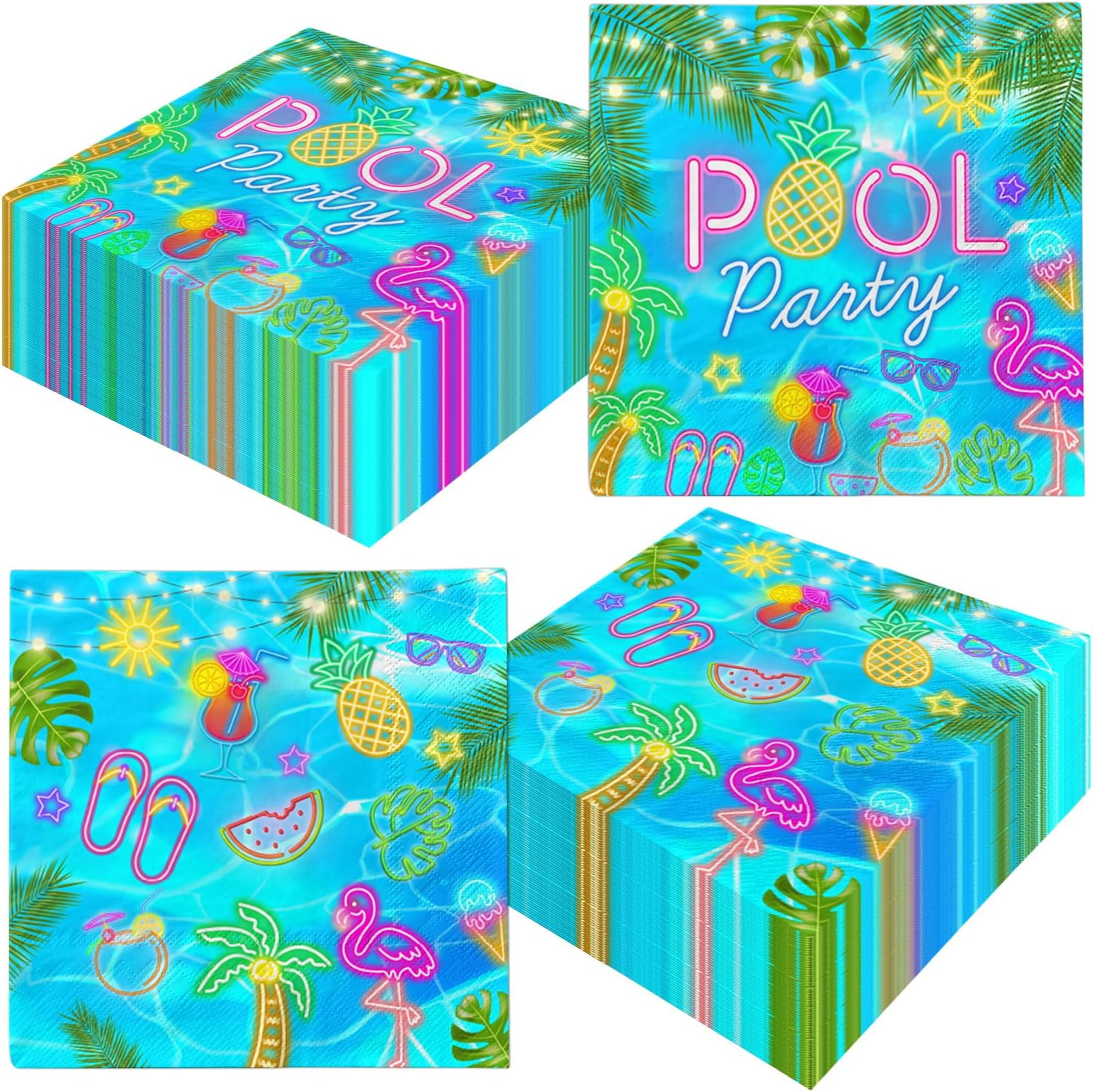 Amazon.com: Pool Party Napkins Decorations Neon Pool Paper Napkins for ...