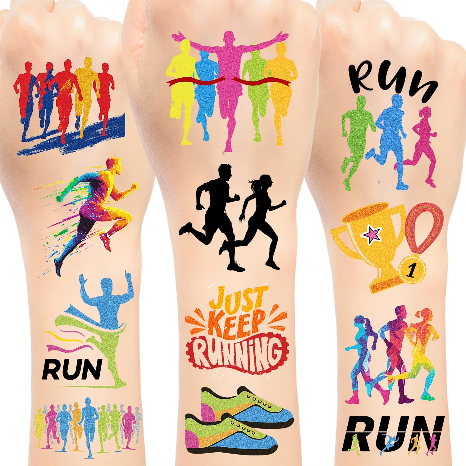 Amazon.com : 144 PCS Running Temporary Tattoos Stickers, Running ...
