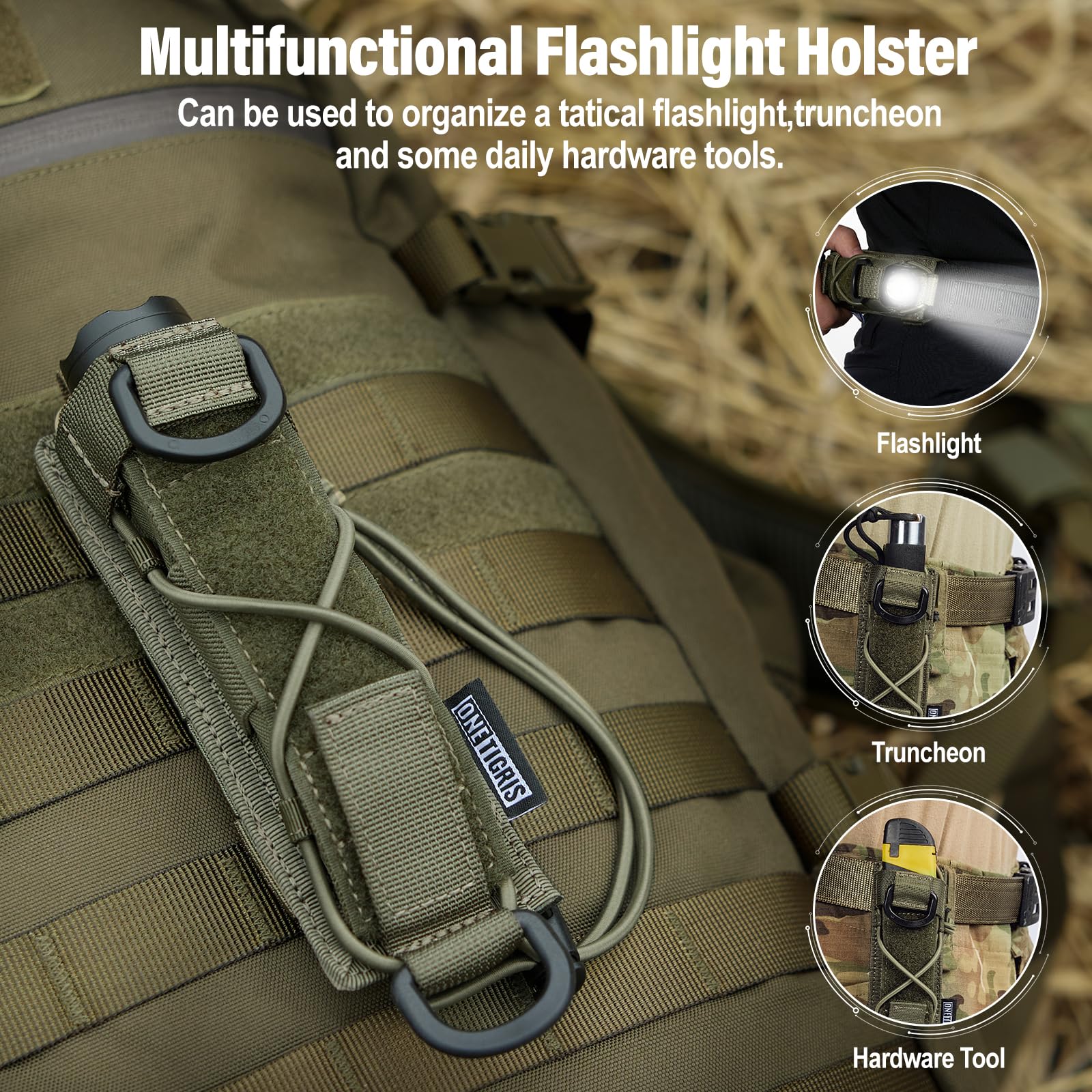 Snapklik.com : OneTigris Flashlight Holster Molle Flashlight Holder For ...