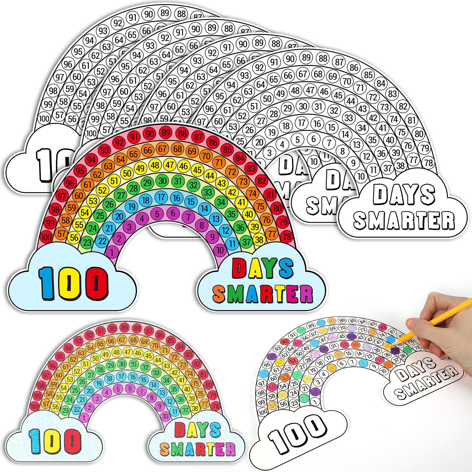 Amazon.com : 40PCS 100 Days of School Countdown Crafts DIY Coloring ...