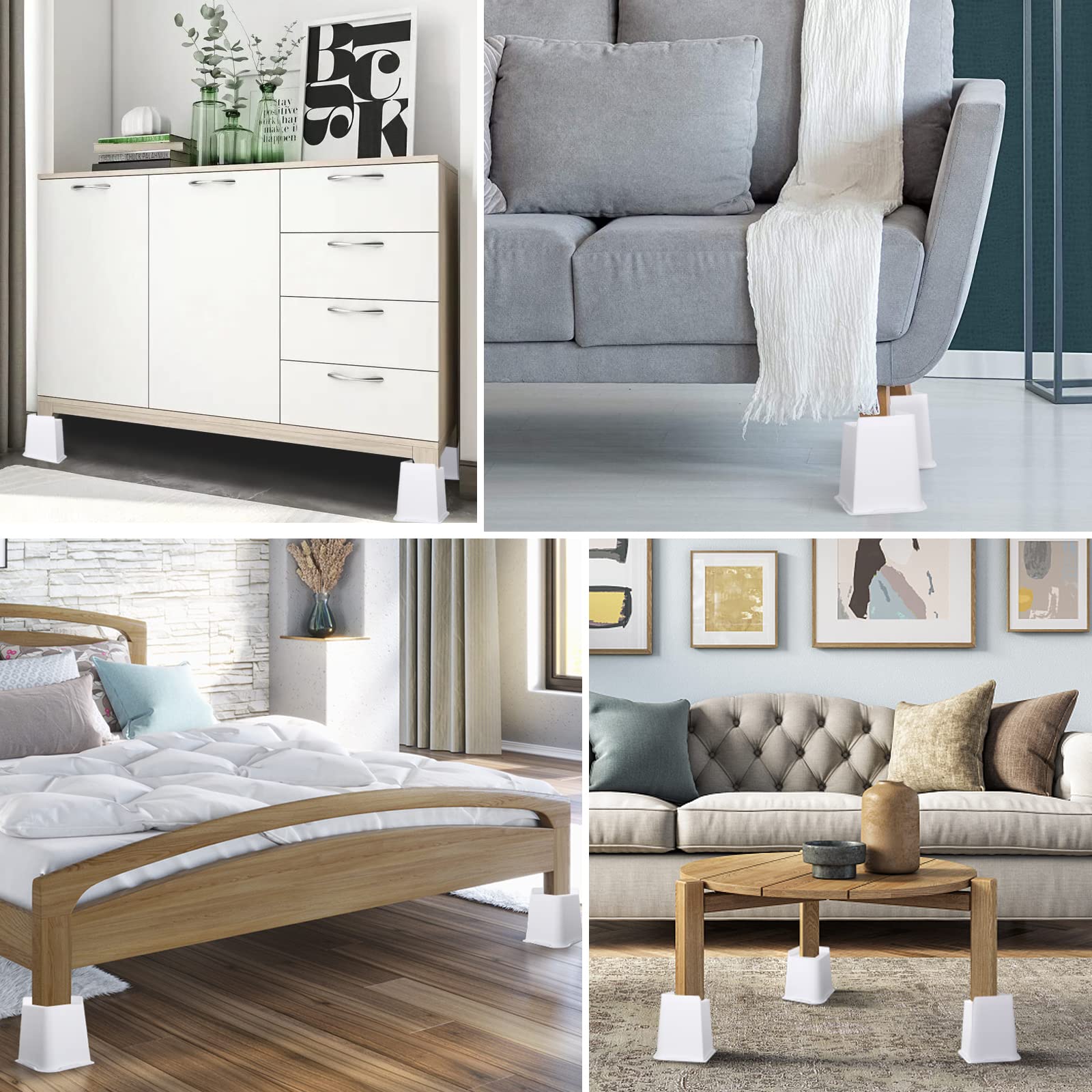 Affogato Bed Risers, 4 Pack 6 Inch Heavy Duty Furniture Risers, Table ...