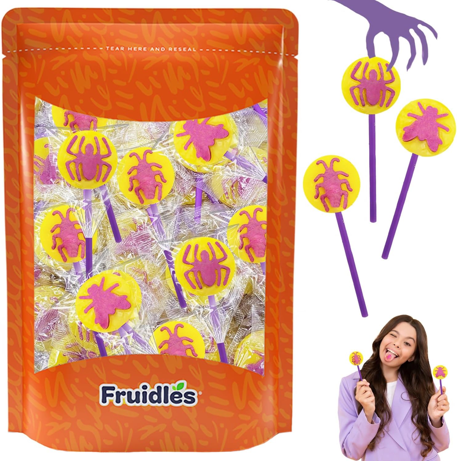 Amazon.com : Fruidles Insects Tattoo Lollipop Suckers Candy, Great for ...