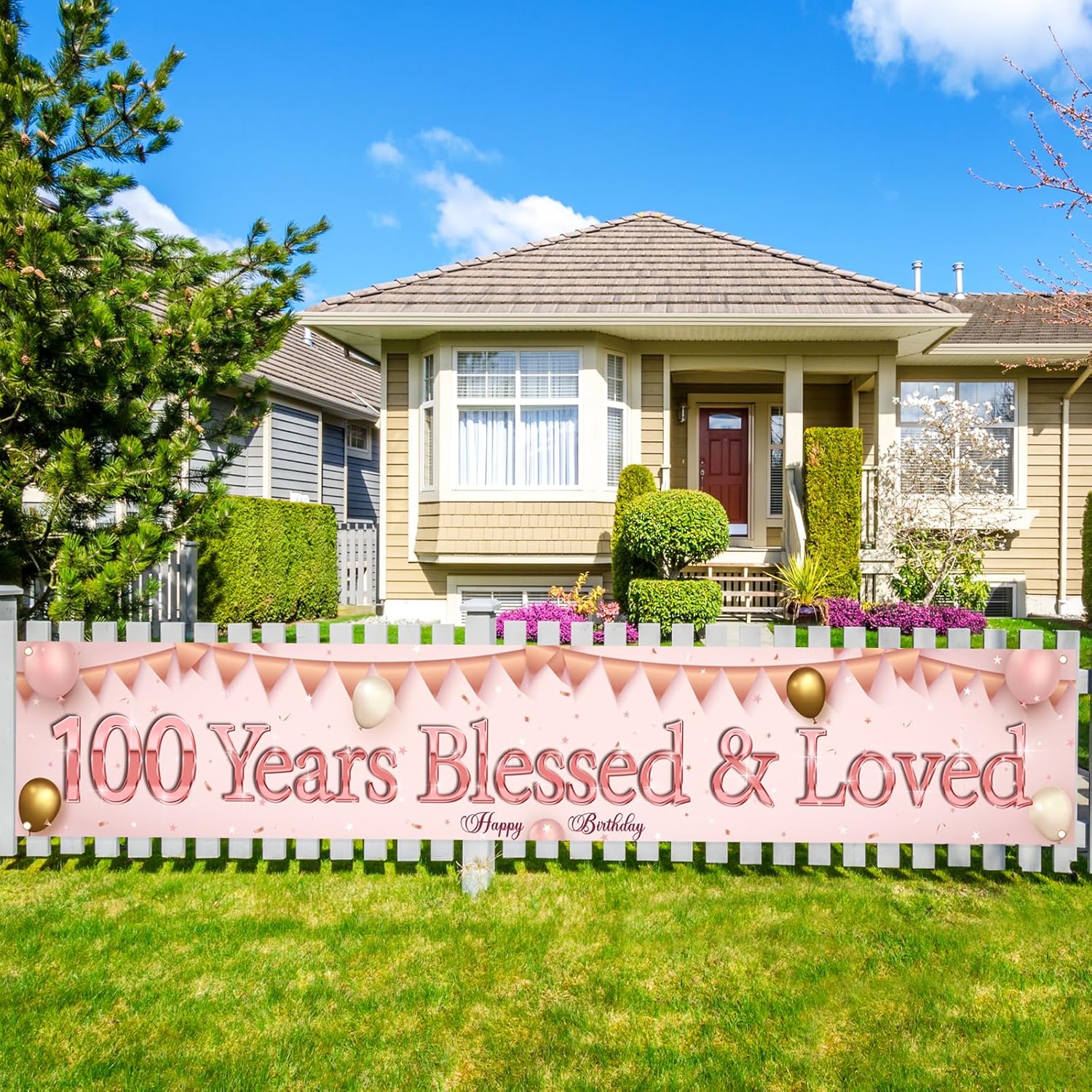 Amazon.com: Labakita 100 Years Blessed and Loved Banner, Large Happy ...