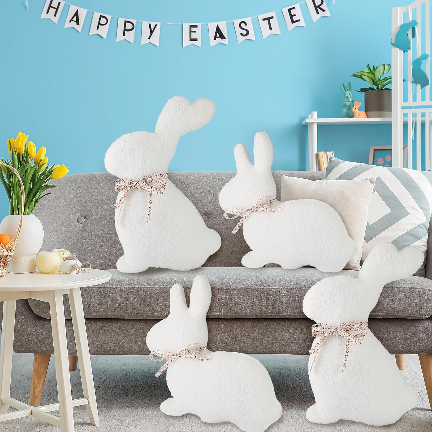 Amazon.com: Soaoo 4 Pcs Easter Pillows Decorative Bunny Pillows for ...