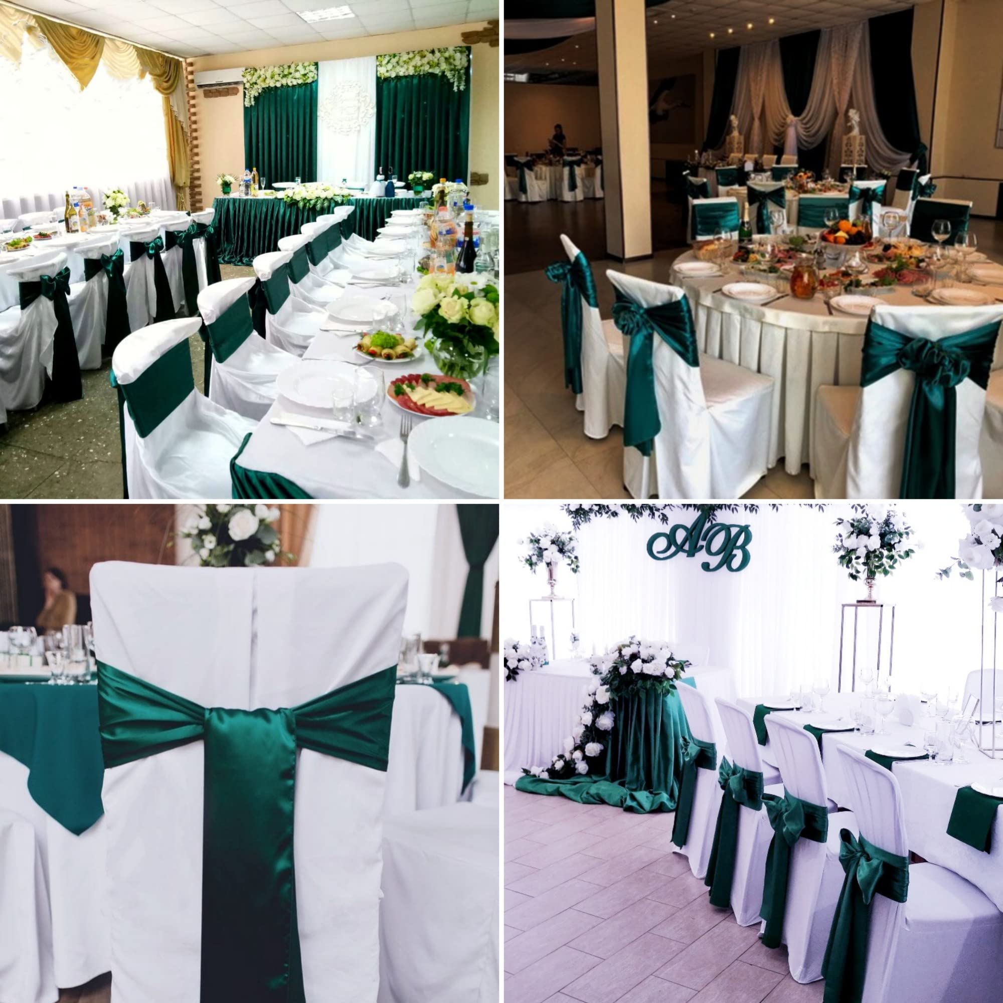 100 PCS Satin Chair Sashes Decorative Bows Satin Chair Sashes Ties ...