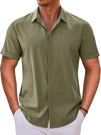 Amazon.com: COOFANDY Mens Button Down Shirts Short Sleeve Casual Summer Beach Shirts for Men ...