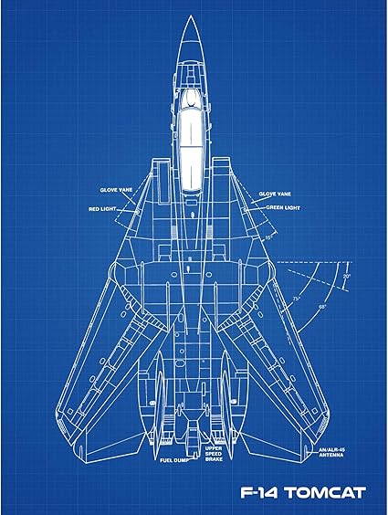 Artery8 Grumman F-14 Tomcat US Fighter Aicraft Blueprint Plan Large XL ...