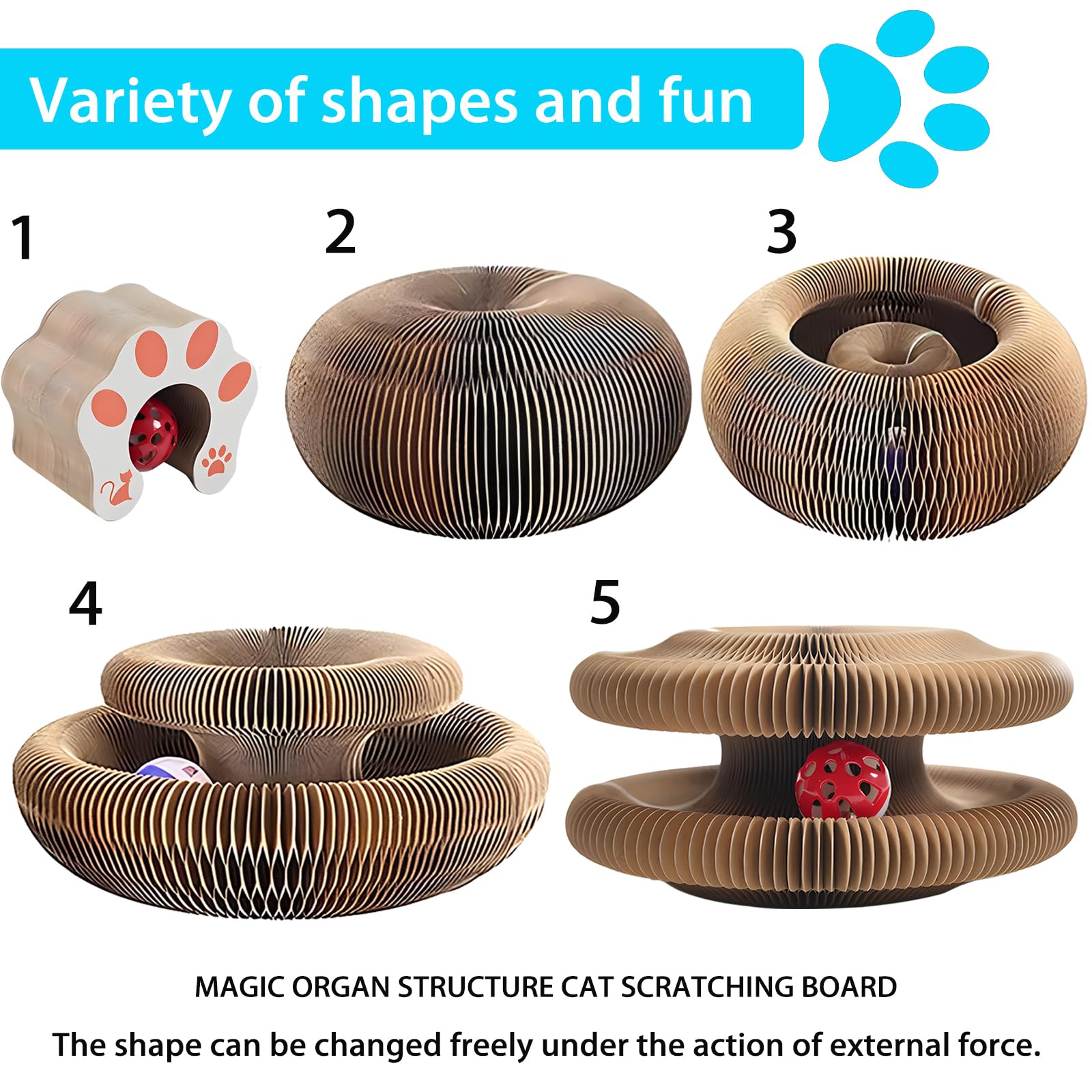 Accordion Cat Scratching Board Magic Organ Cat Scratcher Board With 3 ...