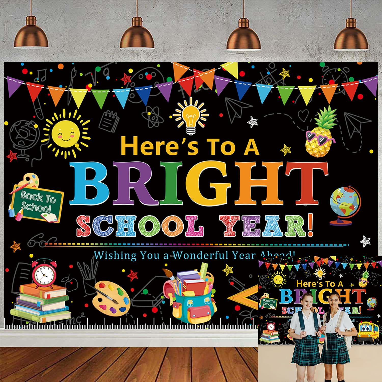 Amazon.com : Here's to A Bright School Year Backdrop Welcome Back to ...