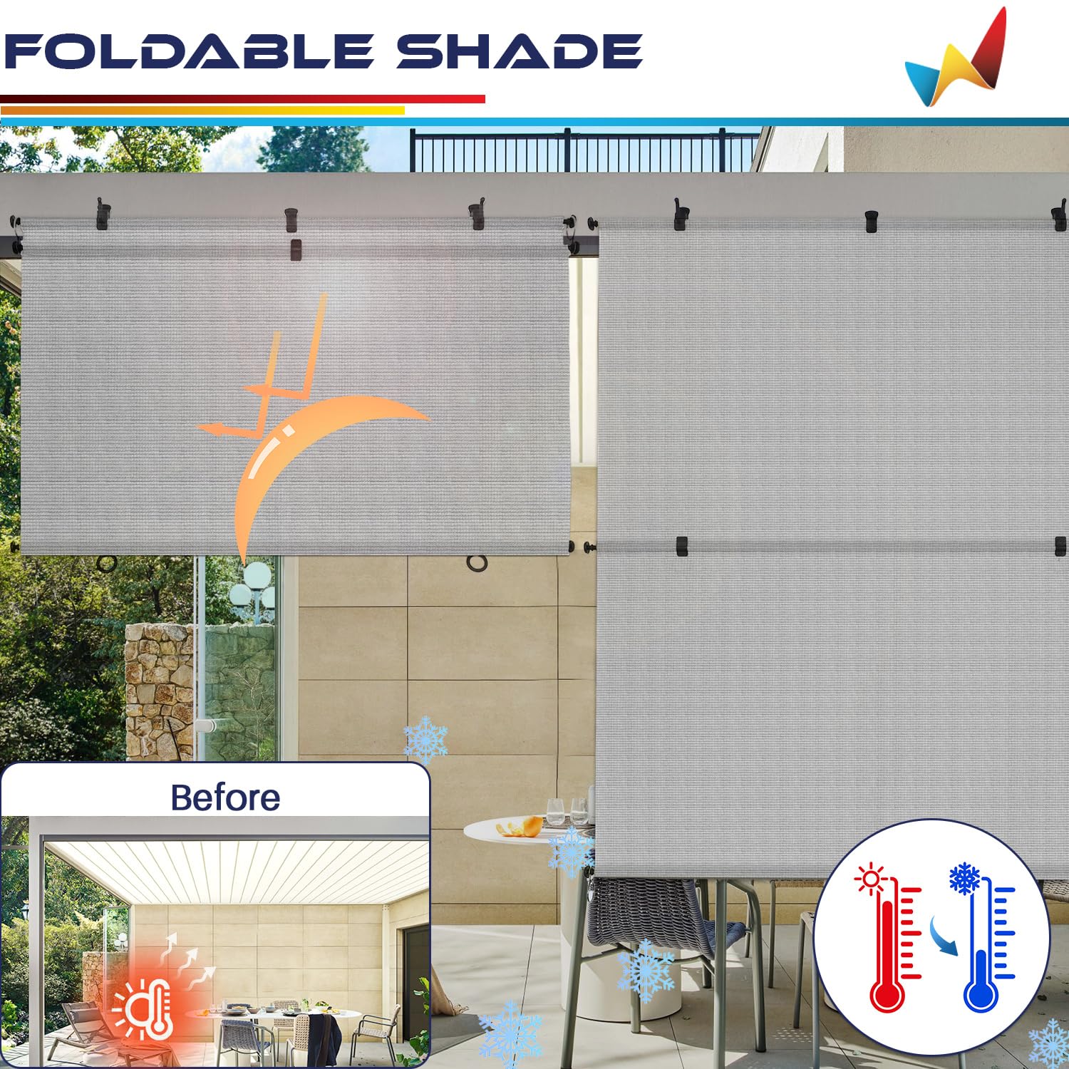 Snapklik.com : Windscreen4less 7W X 6H Outdoor Roll Up Foldable Shade ...