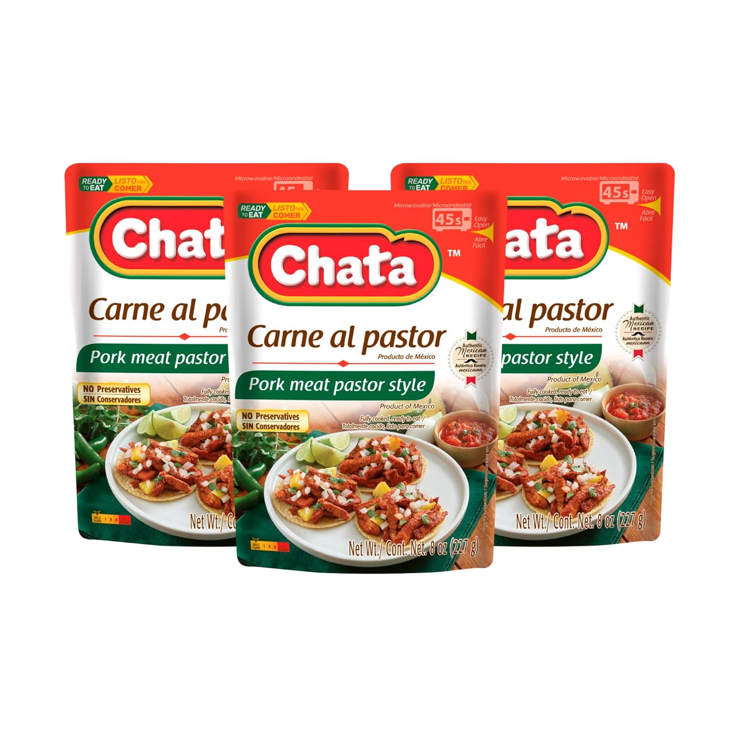 Amazon.com : Chata Pork Meat Pastor Style Pouch 8 Oz (Pack of 3 ...