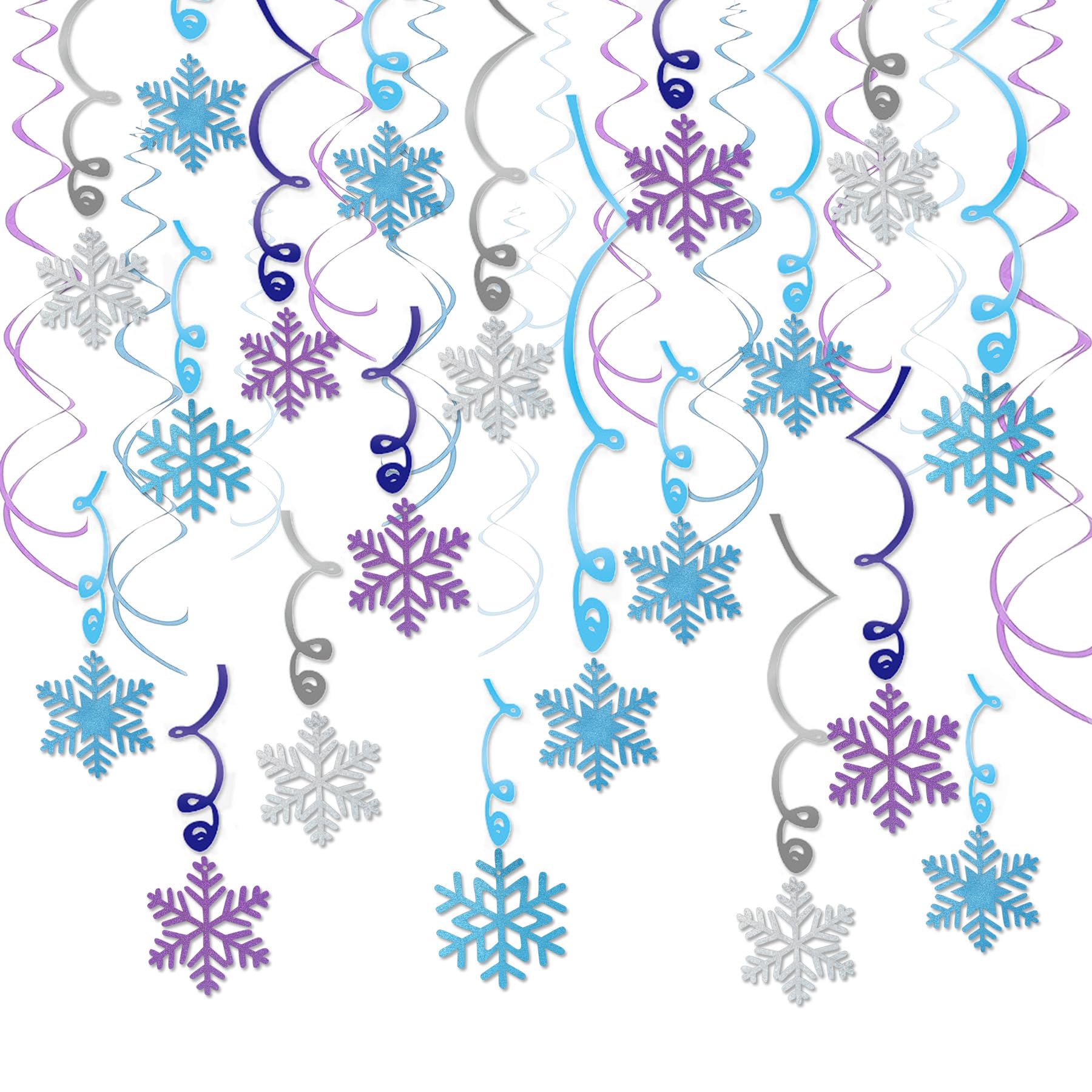 30CT Christmas Snowflake Hanging Swirl Decorations, Winter Snowflakes ...