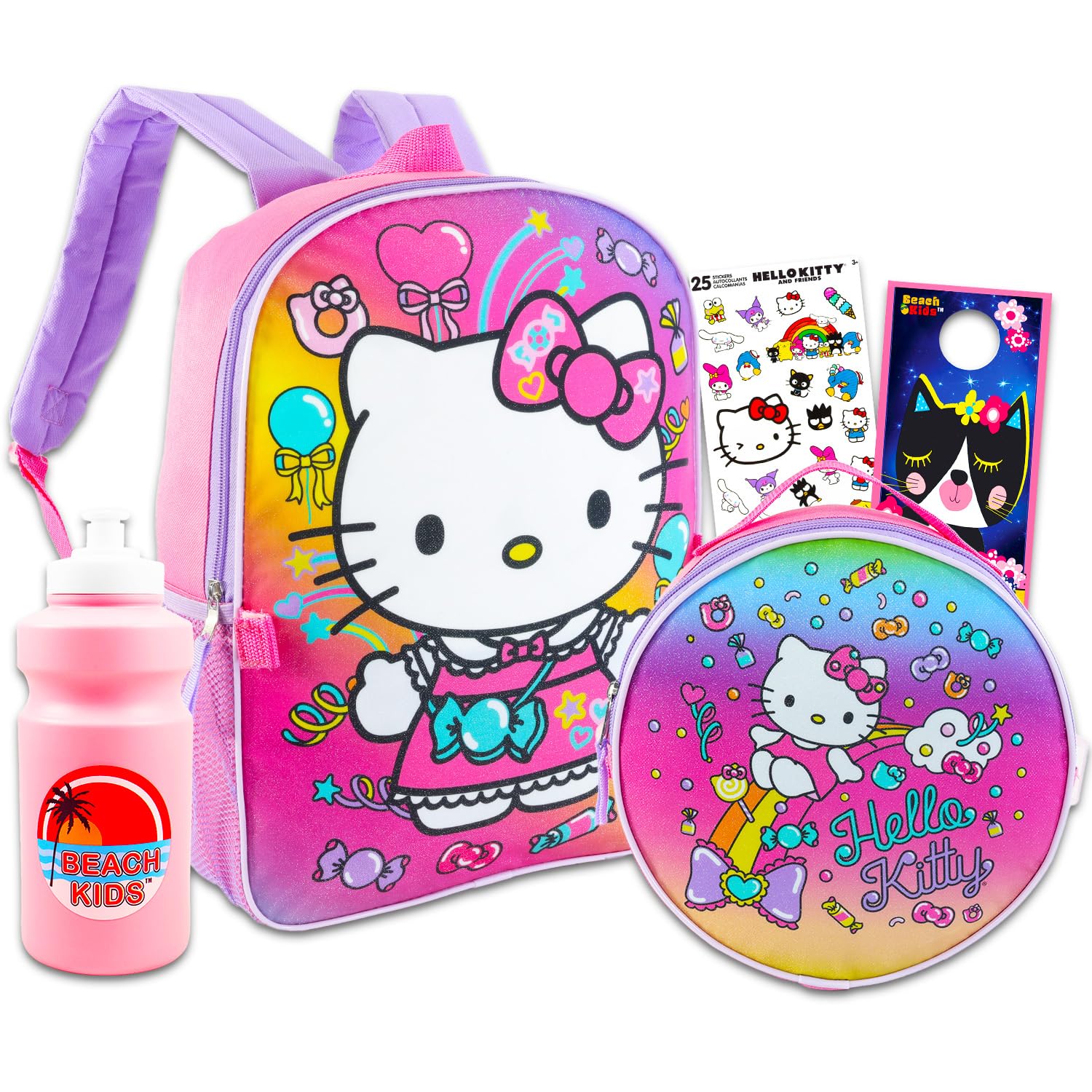 Amazon.com | Hello Kitty Backpack with Lunch Bag for Girls Set- Bundle ...