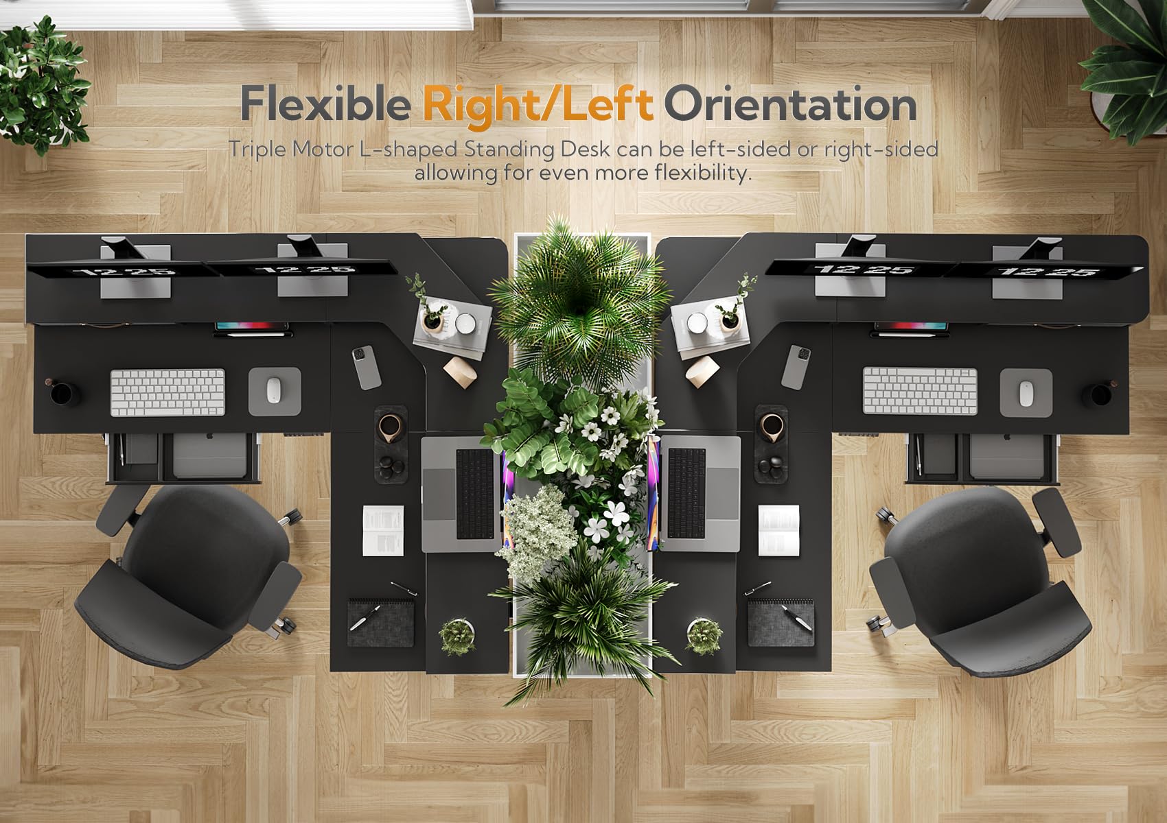 Snapklik.com : Claiks Triple Motor 63" L Shaped Standing Desk