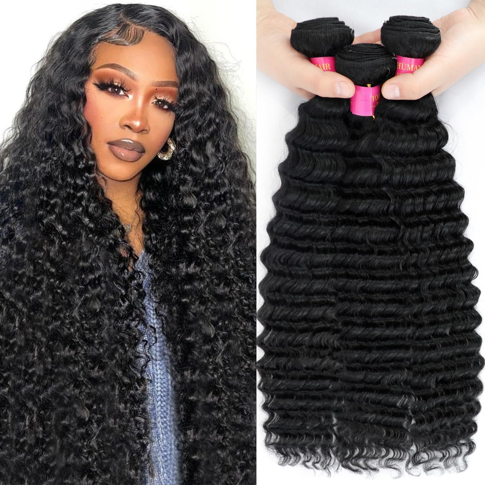 Amazon.com: 16A Human Hair Bundles Salon Quality Body Wave 22 24 26 ...