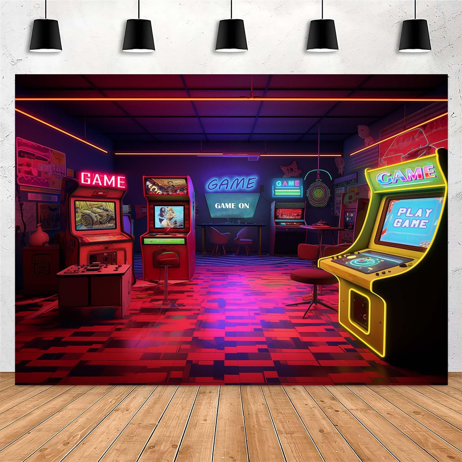Amazon.com : Yieldeer Arcade Photo Backdrop Gaming Wall Tapestry Video ...