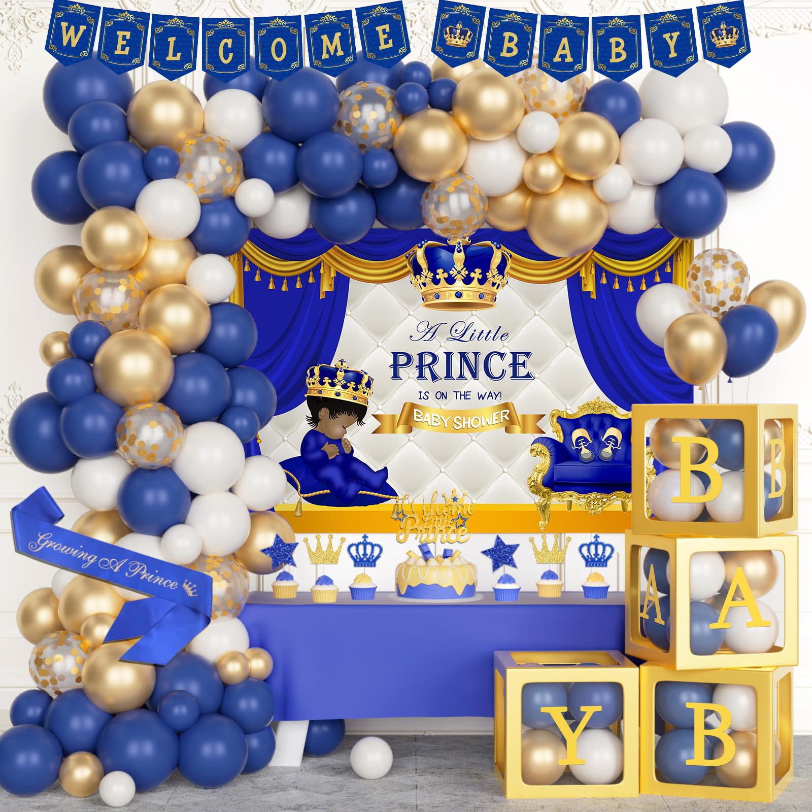 Amazon.com: Hombae Royal Prince Baby Shower Decorations, Little Prince ...