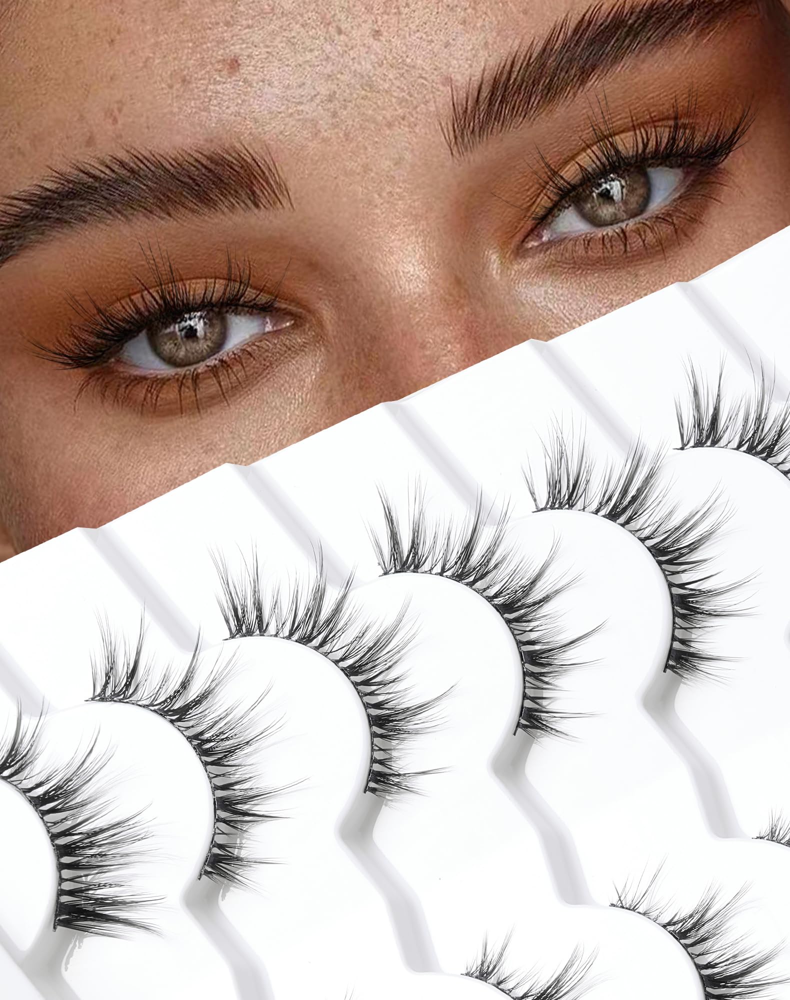 Amazon.com: Onlyall Natural Lashes Wispy Lashes Natural Look False ...
